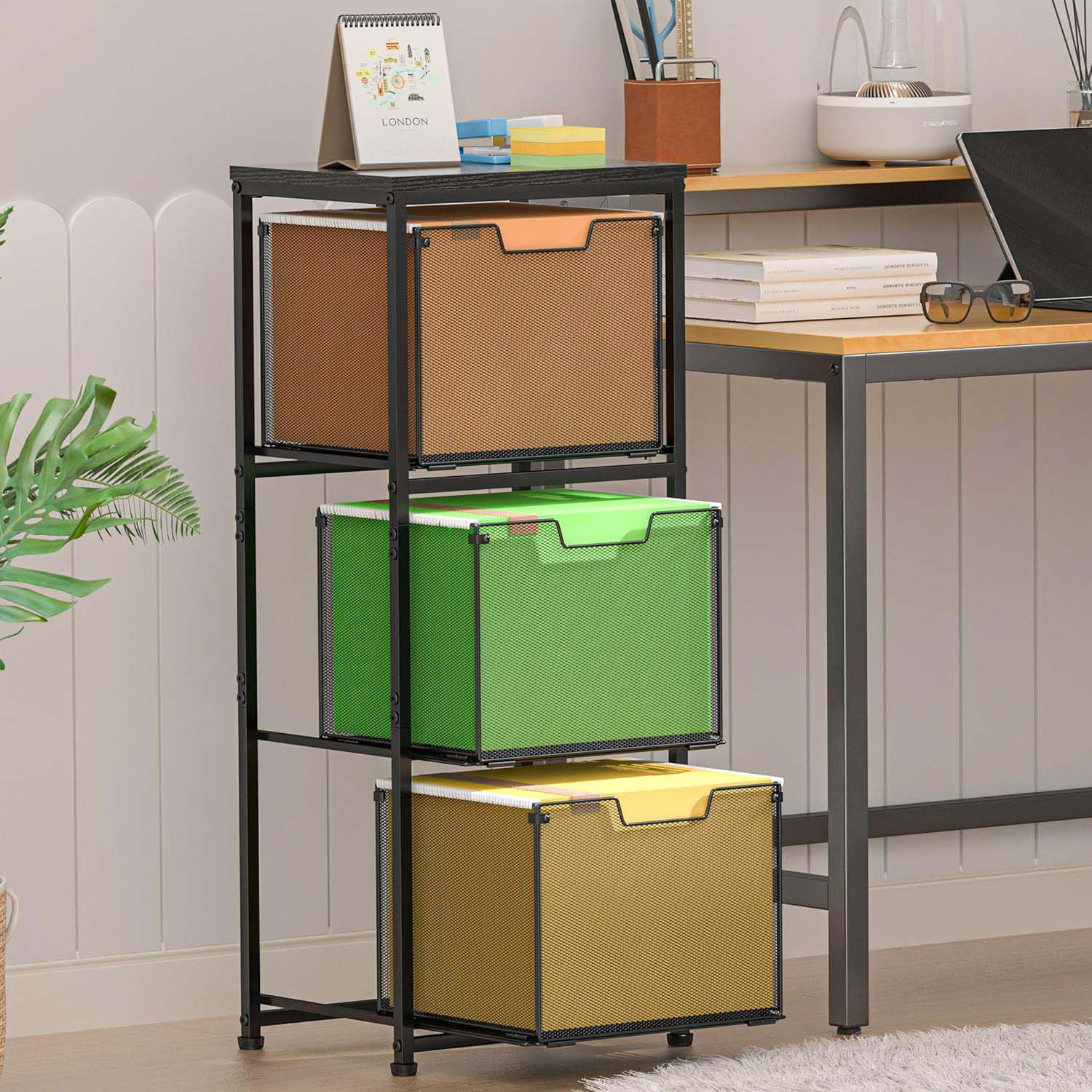 Inbox Zero File Cabinet 3 Drawers, Hanging Letter File Holder With ...