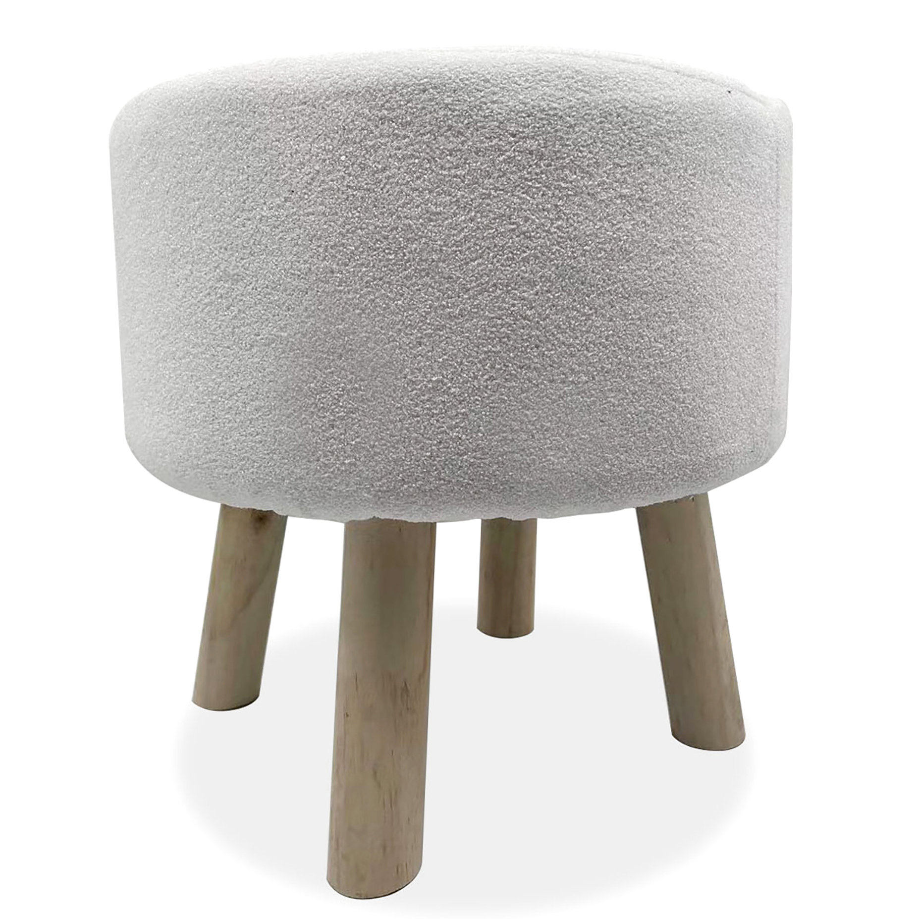 George Oliver Contemporary Footstool Of 2Pc In White / Natural, With ...