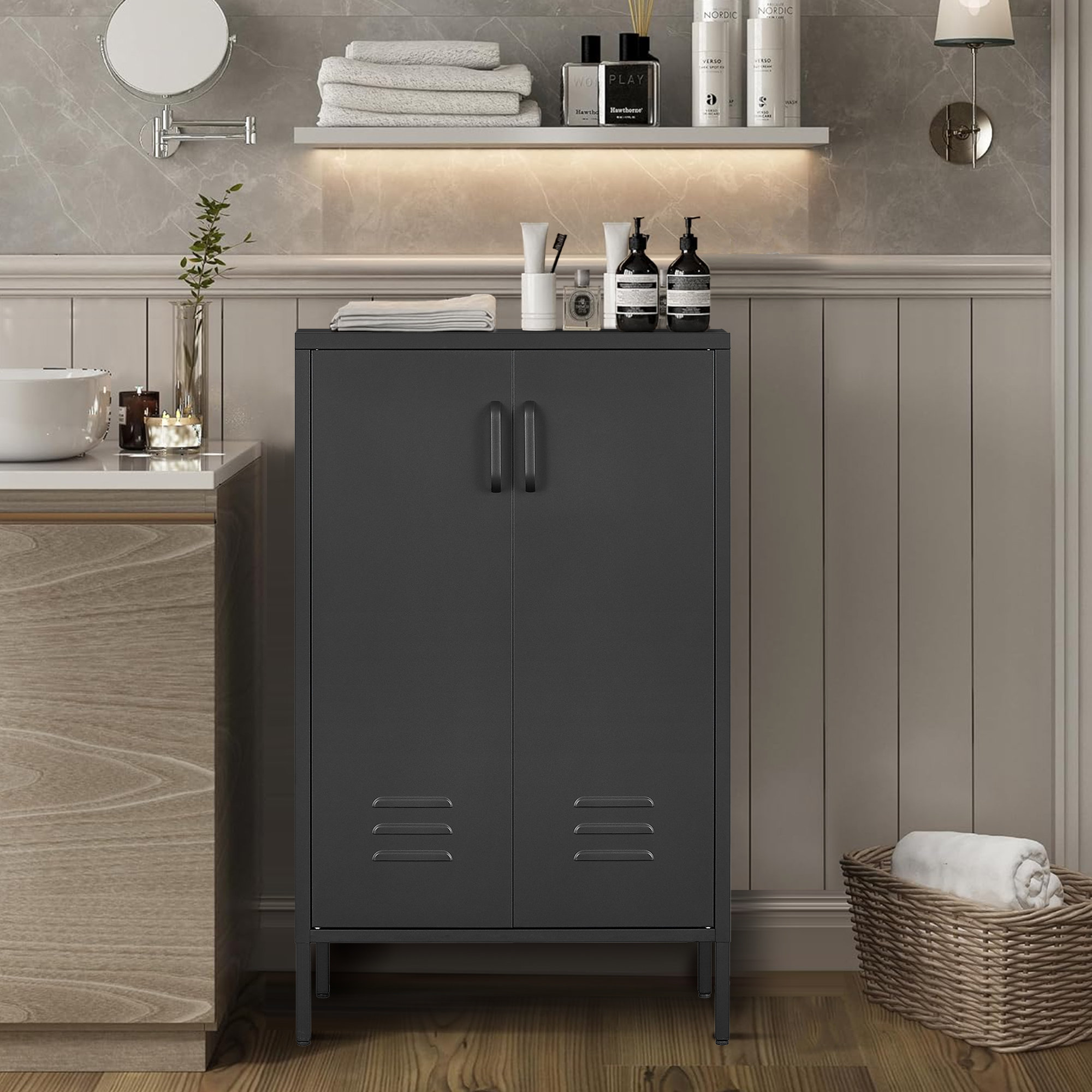 Ebern Designs Multi-Purpose Steel Storage Cabinet With 2 Doors And ...