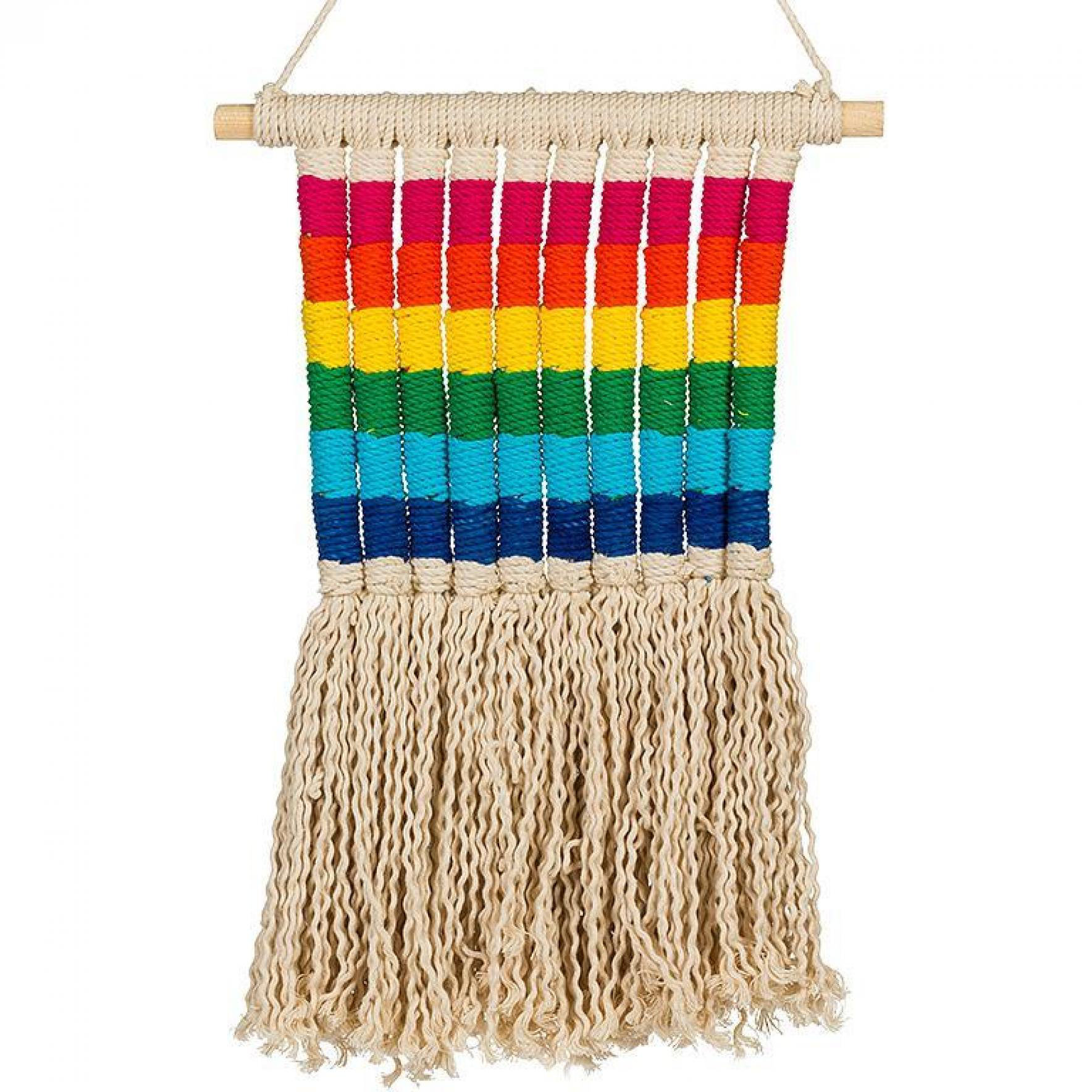 Dakota Fields Woven Rainbow Stripe Hanging Wall Decor | Wayfair