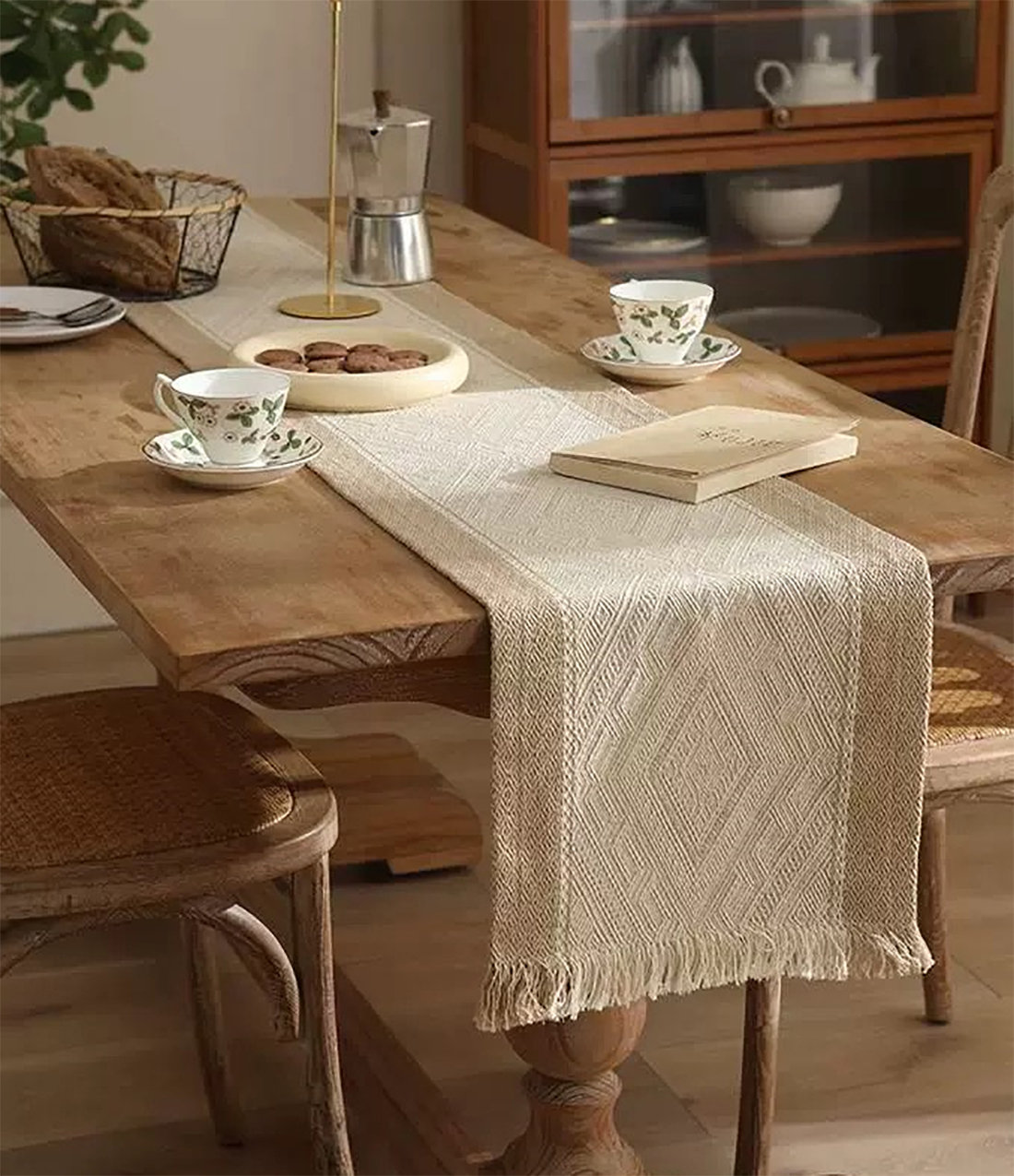 Union Rustic Emerald Geometricdiamond Weave Fringe Cotton Blend Table ...