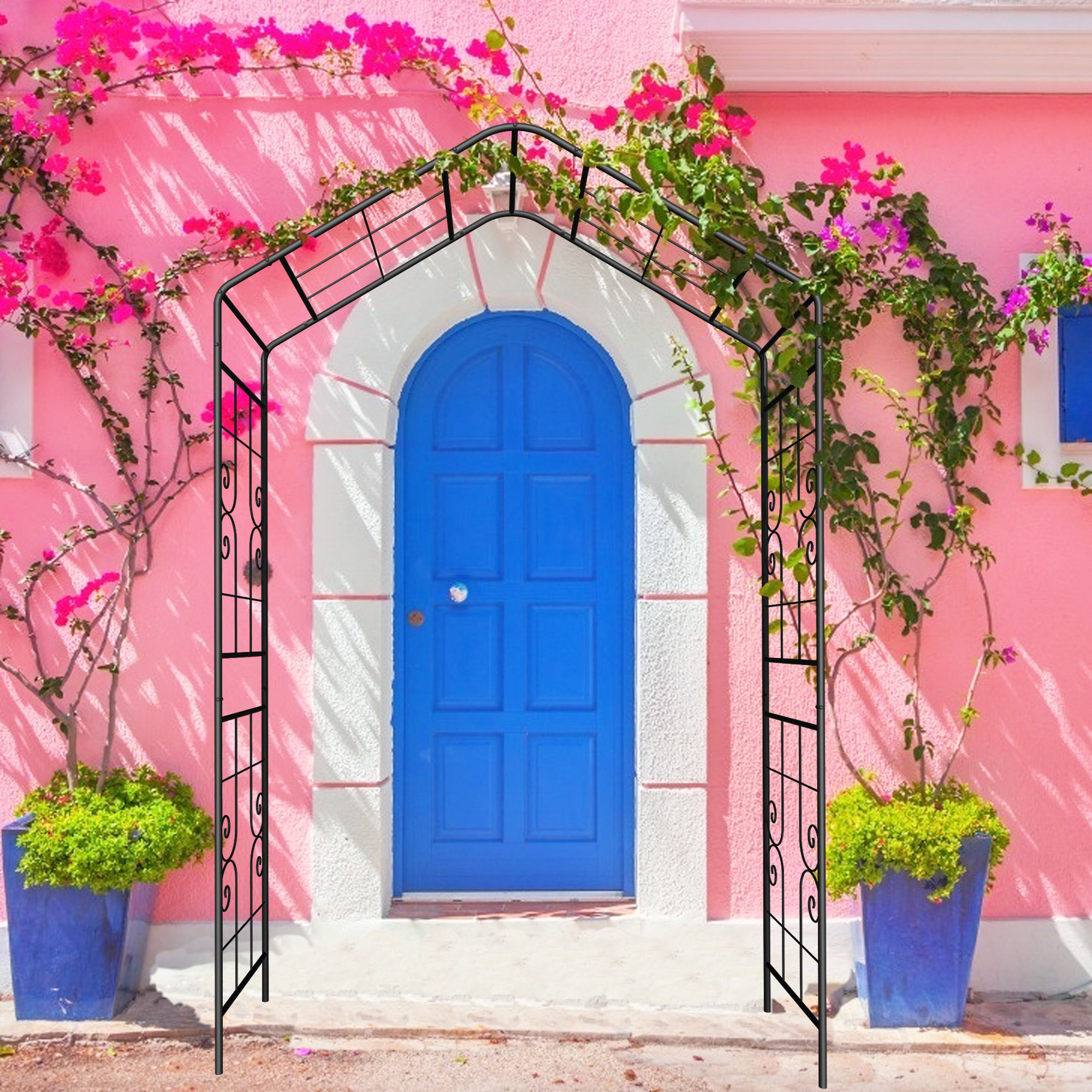 Winston Porter Metal Garden Arch, 94.5" High Climbing Plant Support ...