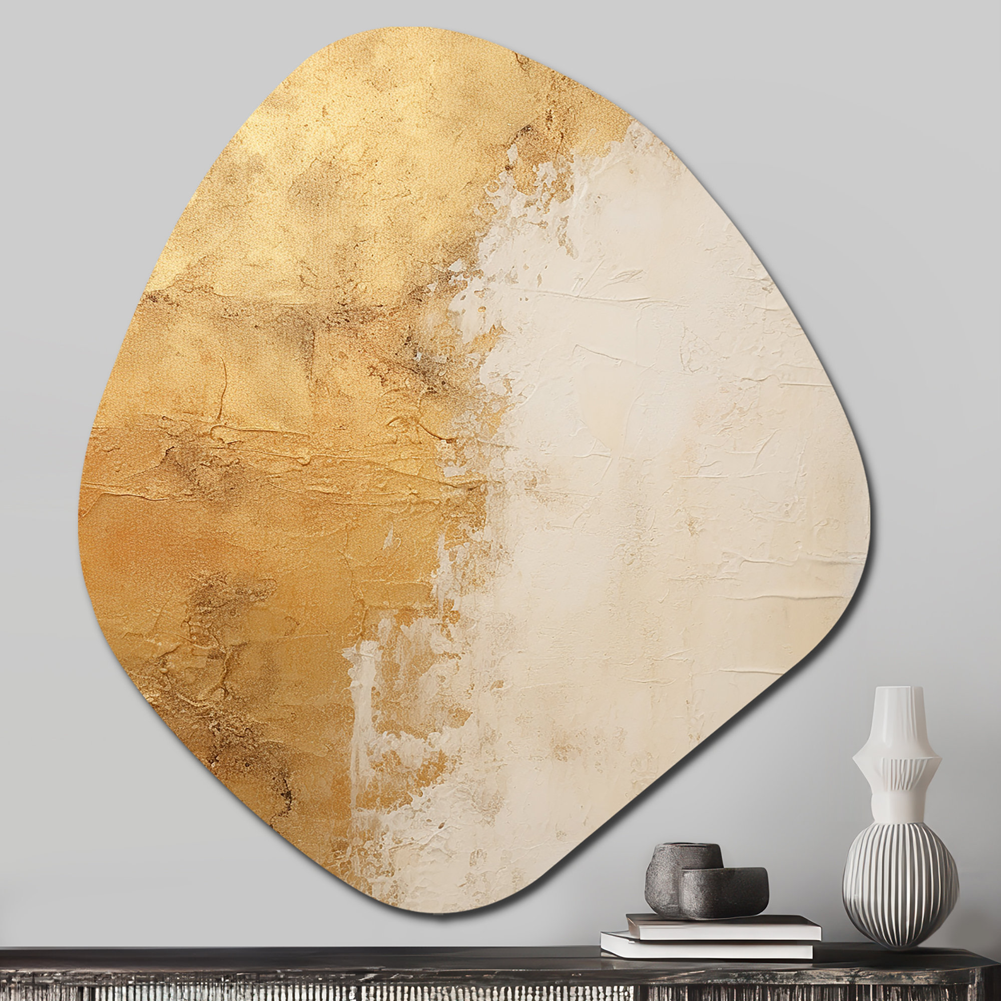 Mercer41 gold and white abstract split - Abstract Shapes Asymmetrical ...