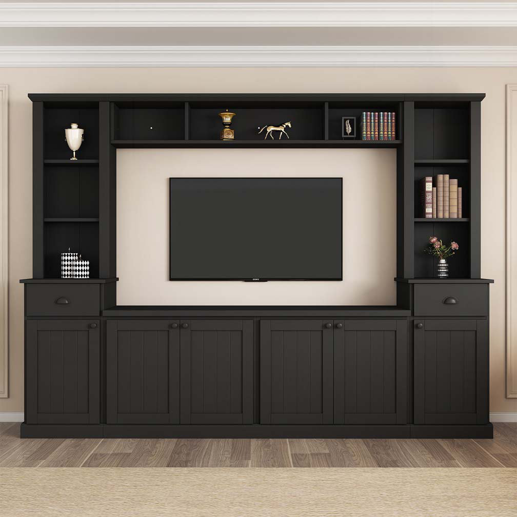 Wildon Home® Wood Top Entertainment Center With Cabinets and Open ...