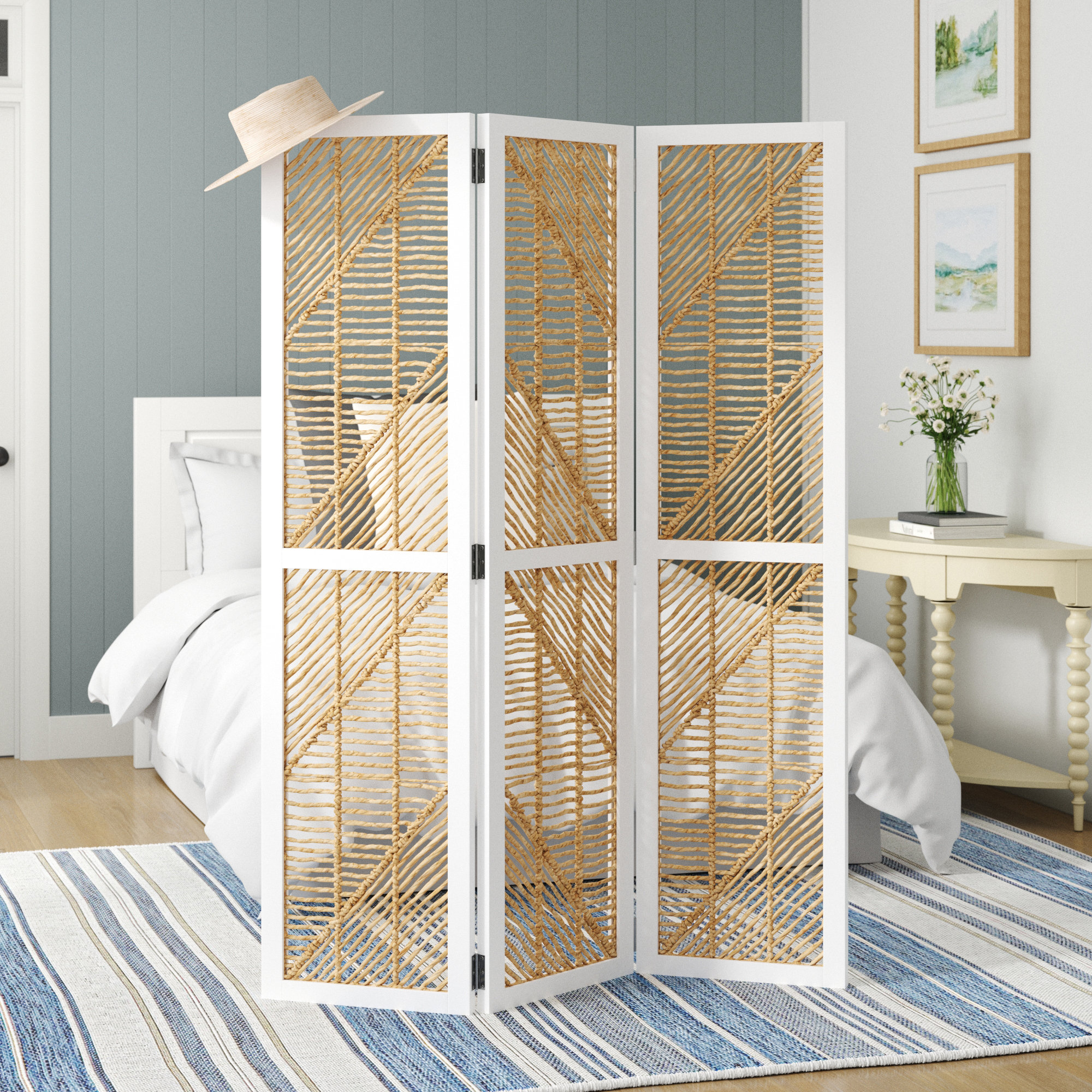 Sand & Stable™ Tobias 53'' W x 69'' H 3 - Panel Solid Wood Folding Room ...