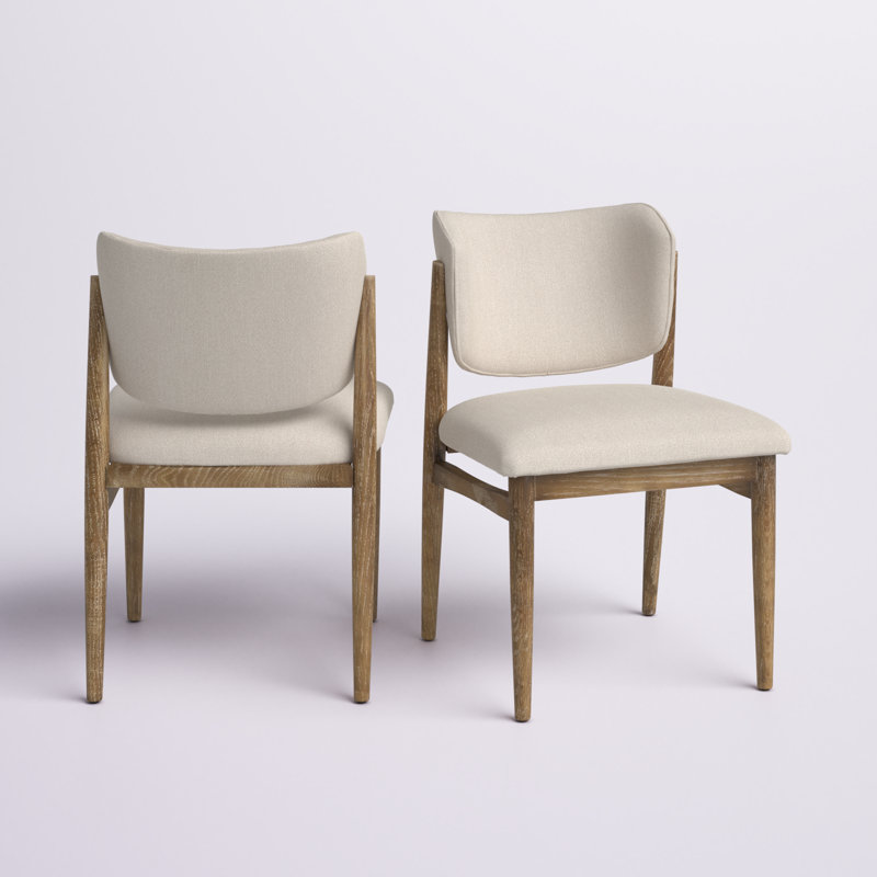 Wade Logan® Cline Cream Fabric Upholstered And Light Brown Wood Dining ...