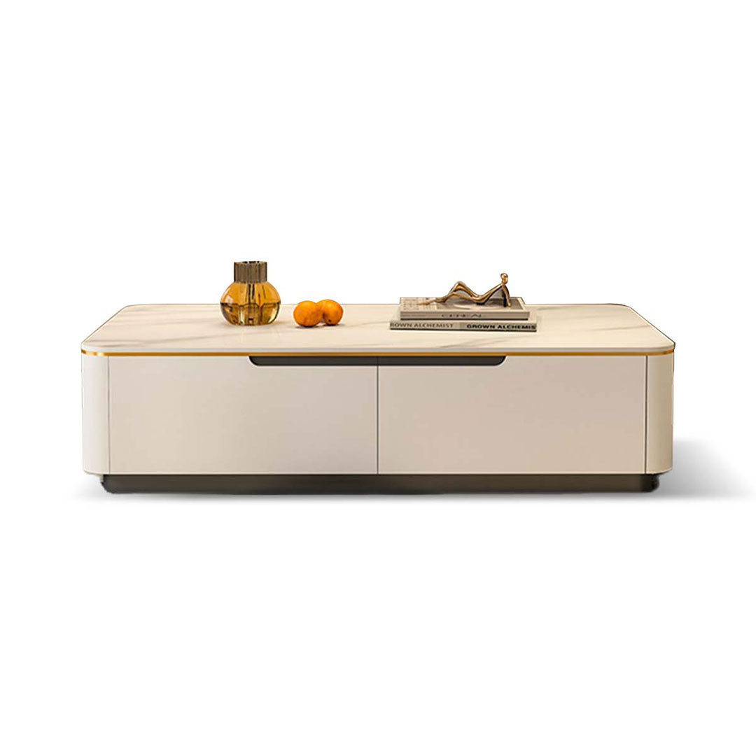 Impulse Wood White sintered stone tabletop Rectangular Coffee Table ...