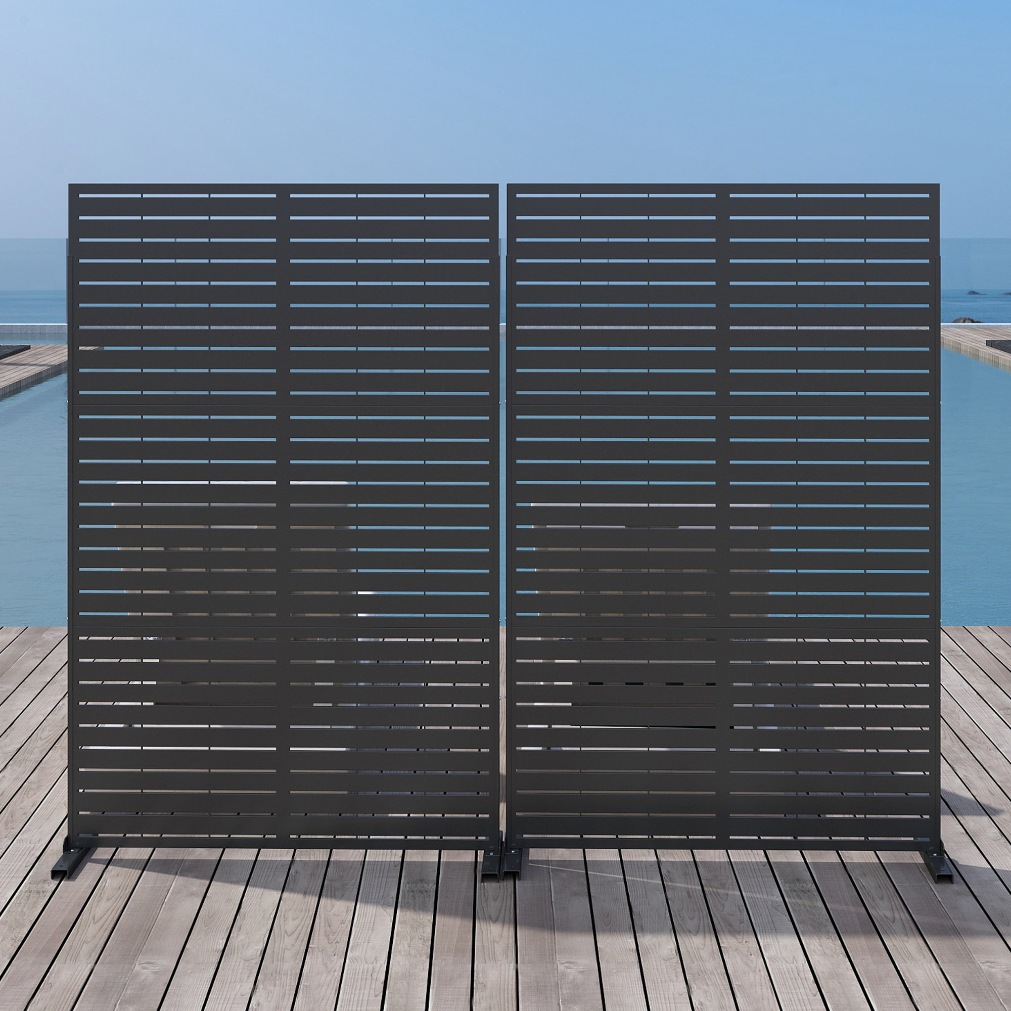 Conpsxc 72.5'' X 47.5'' Privacy Metal Screen Fence Panel(Set Of 2 ...