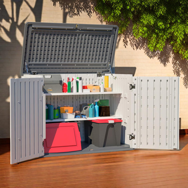 Large Lockable Outdoor Storage Cabinet with Removable Shelf, Weather ...