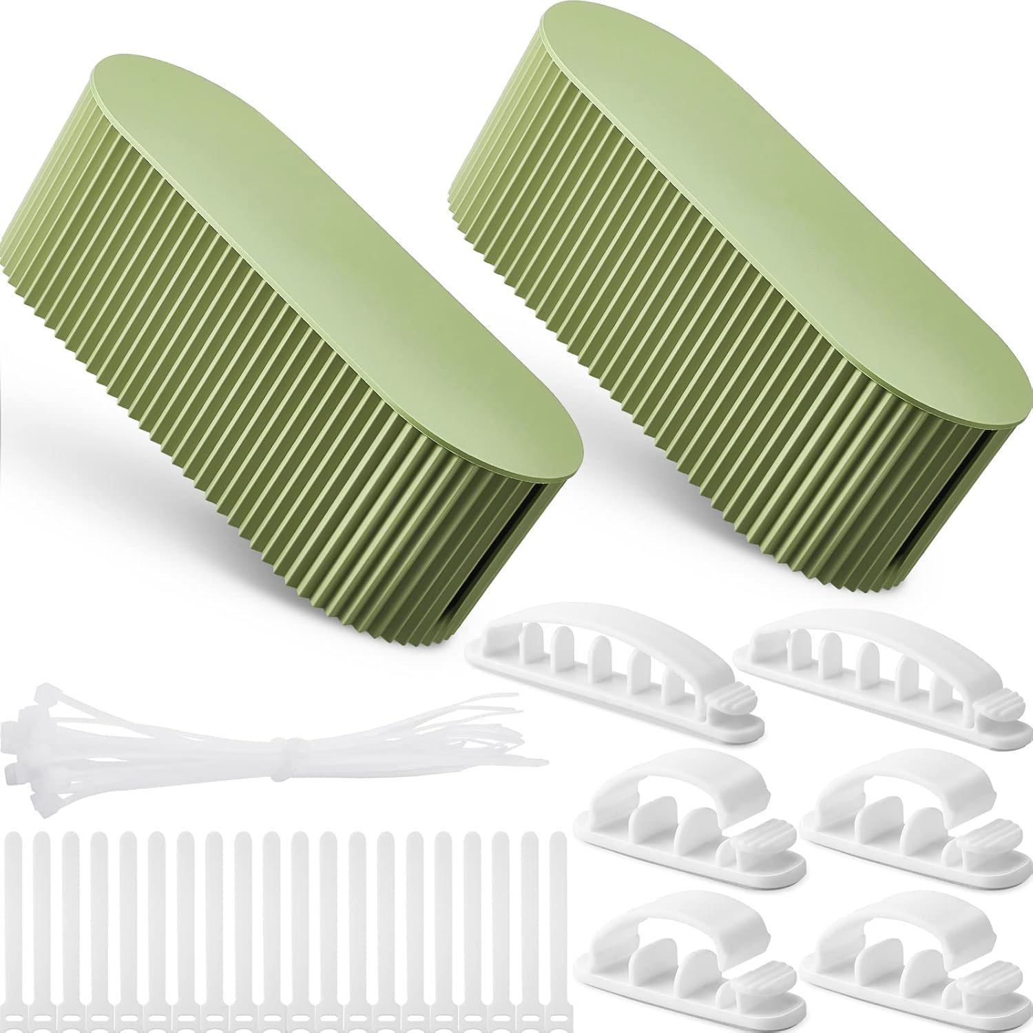 Ivy Bronx 2 Pcs Cable Management Box Cord Hider Organizer With 46 Pcs ...