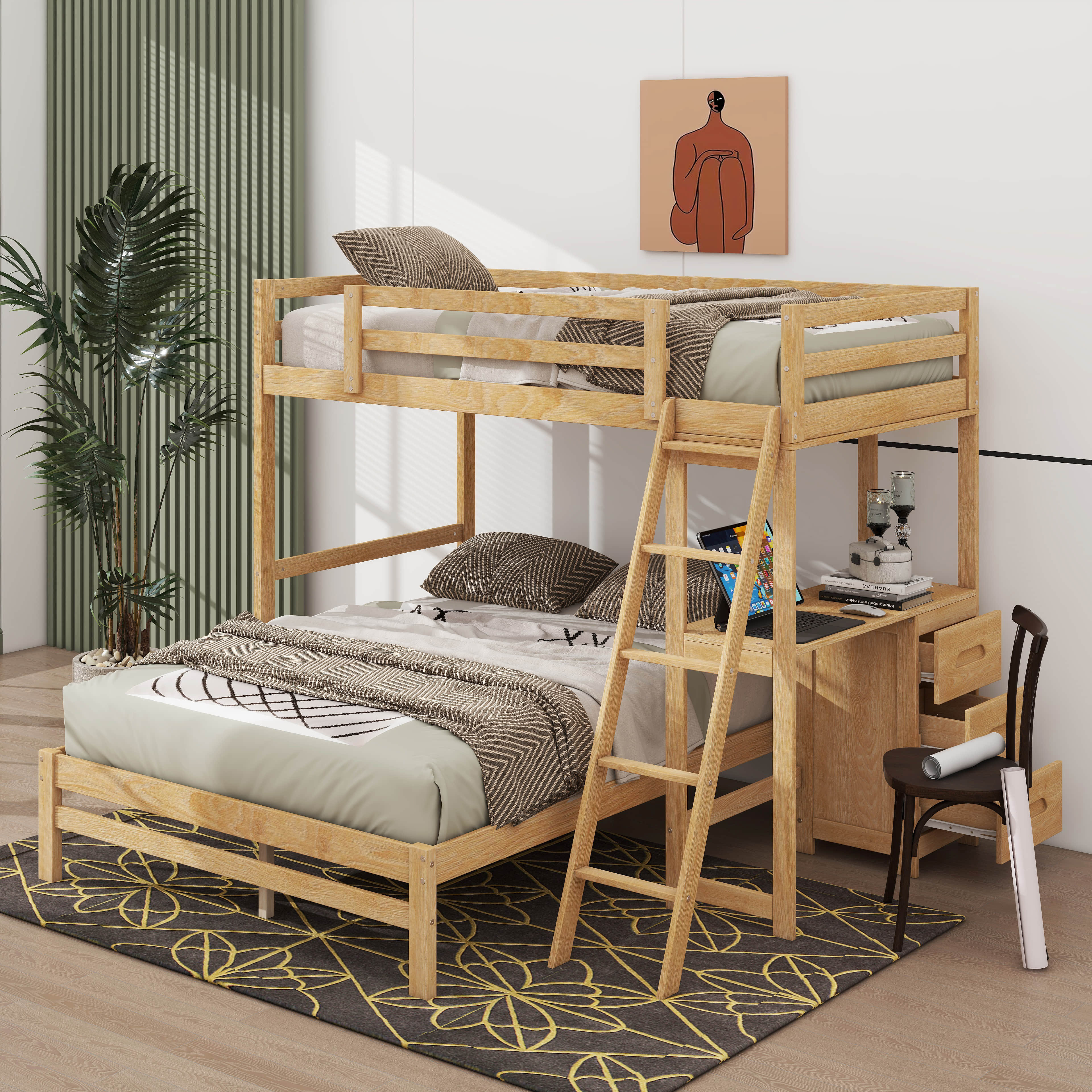 Harriet Bee A House-Styled Bunk Bed With A Pull-Out Trundle, Roof ...