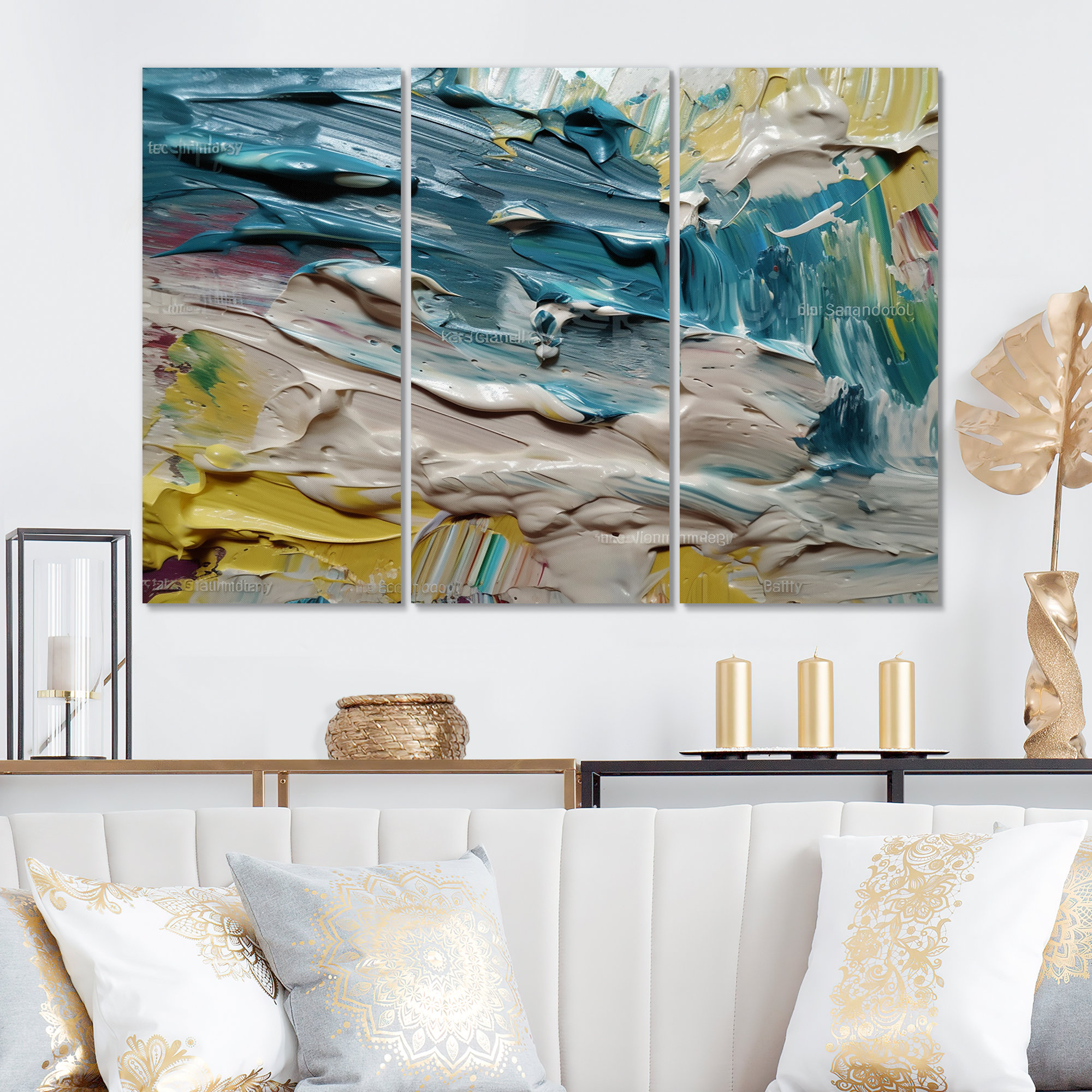 Ivy Bronx Autumn Joy Abstract Oil Painting II On Canvas 3 Pieces Print ...