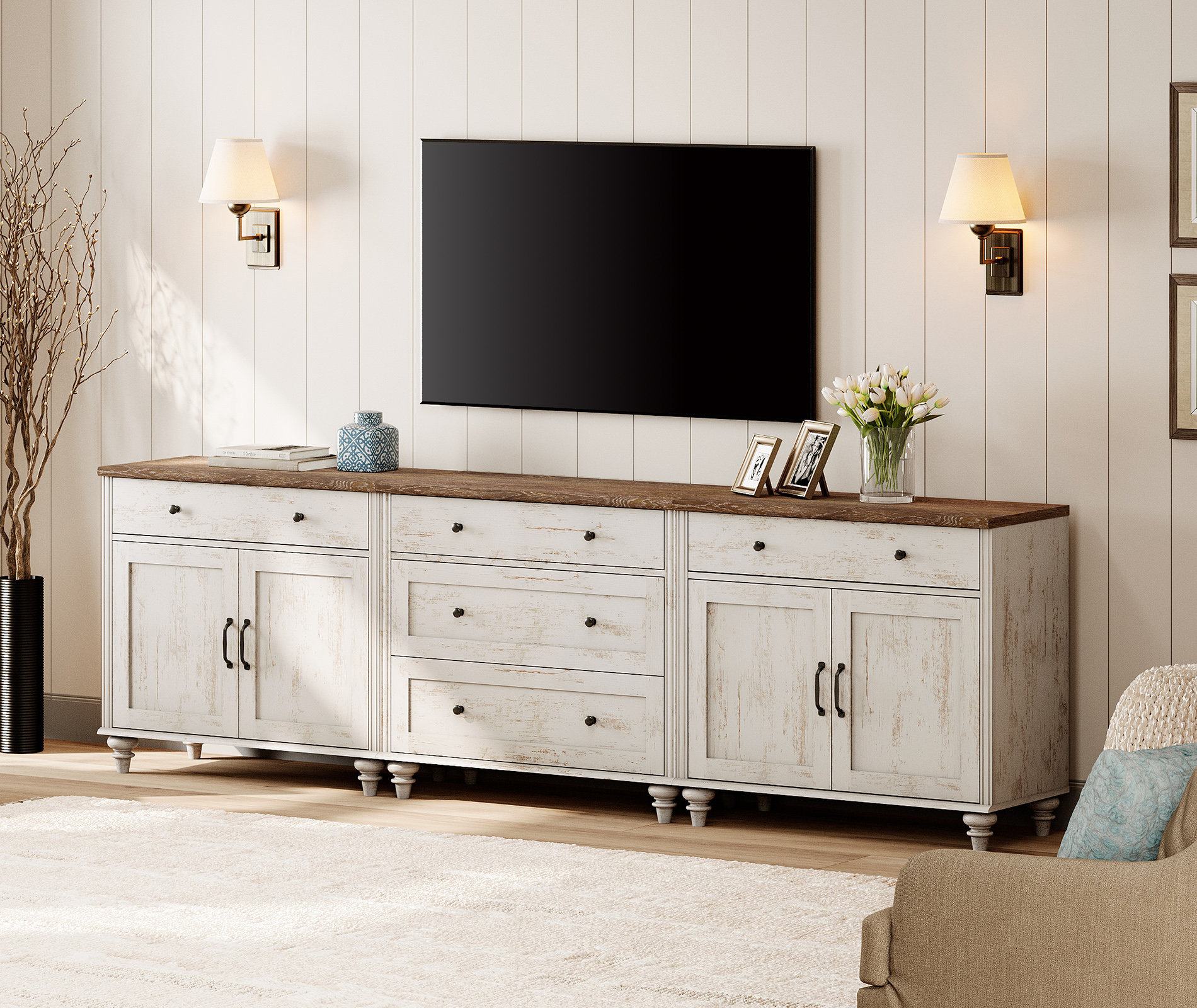 Latitude Run® TV Stand For 100 Inch TV, 3-In-1 TV Console Table For 75 ...