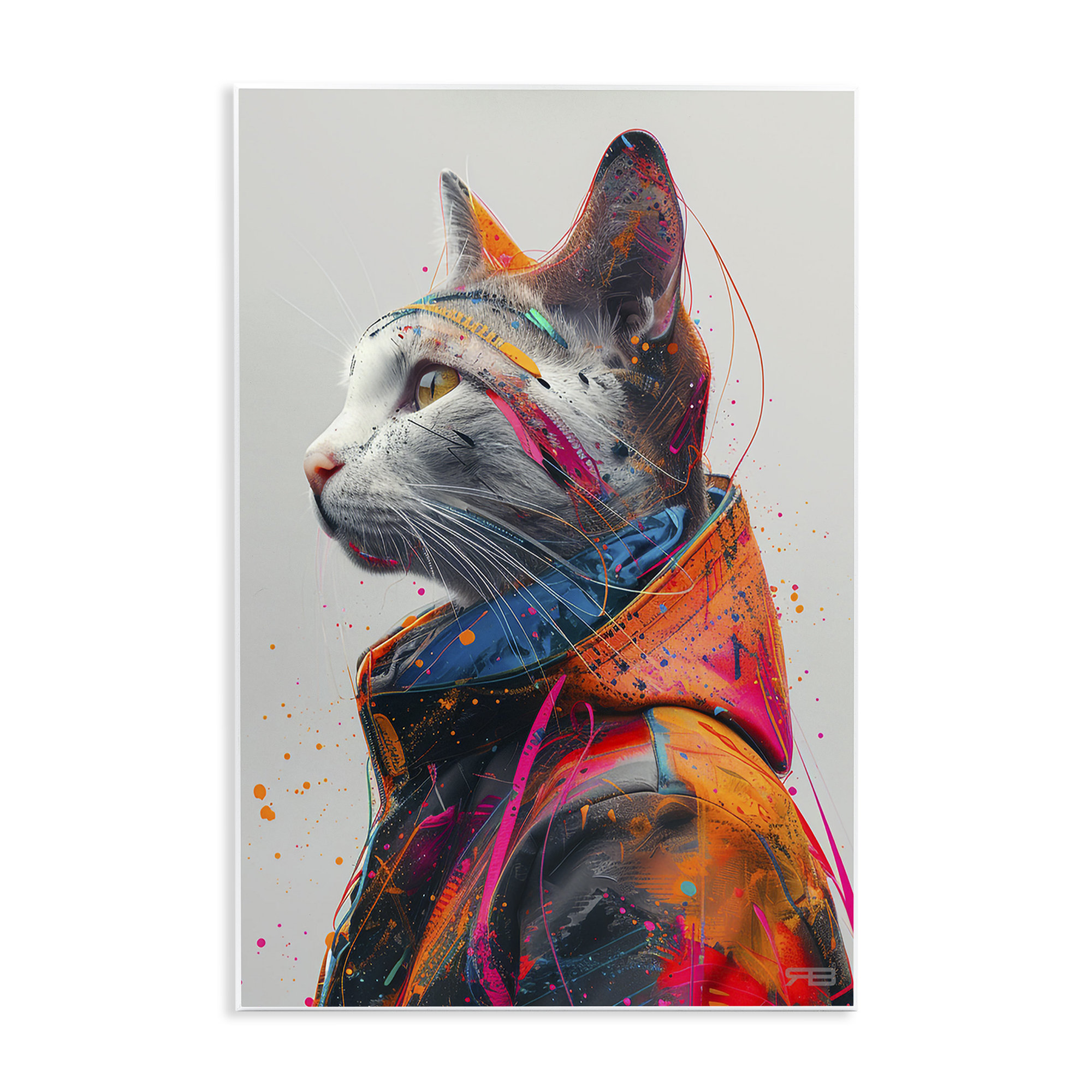 Dakota Fields Paint Splatter Cat Wall Plaque Art by Roozbeh Bahramali ...