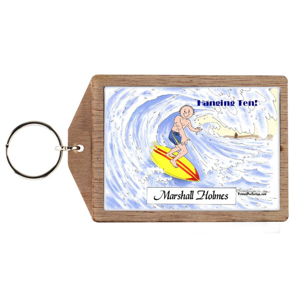 Printed Perfection Personalized Surfer - Male Wooden Key Chain | Wayfair