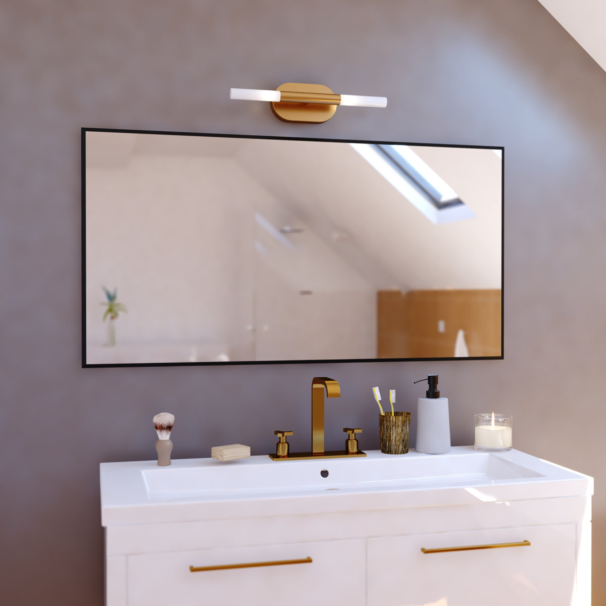 Mercer41 Traviona 2 Light Integrated LED Bathroom Vanity Fixture White ...