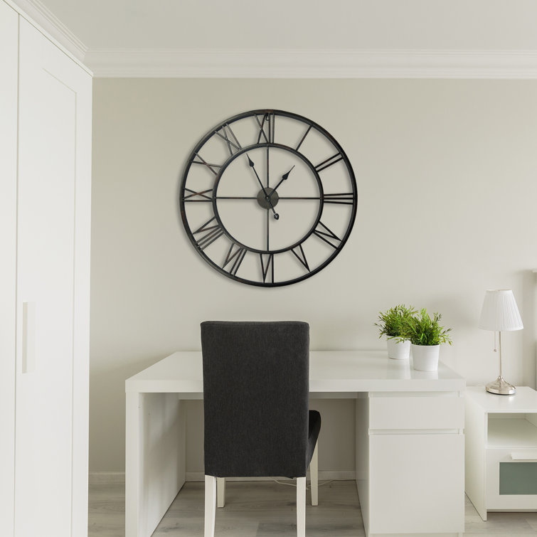 Ebern Designs Oversized Mangum Giant Vintage Iron Wall Clock - 97 cm ...