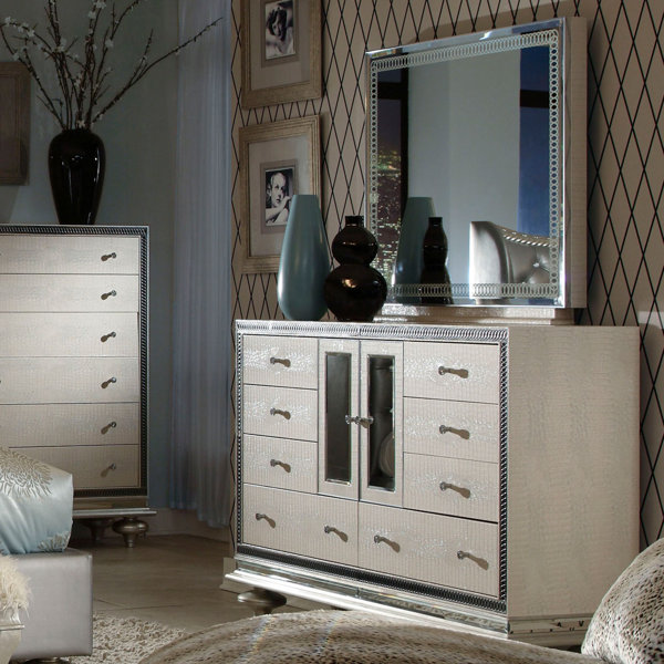 Michael Amini Hollywood Swank 65'' W 8 - Drawer Dresser with Mirror ...