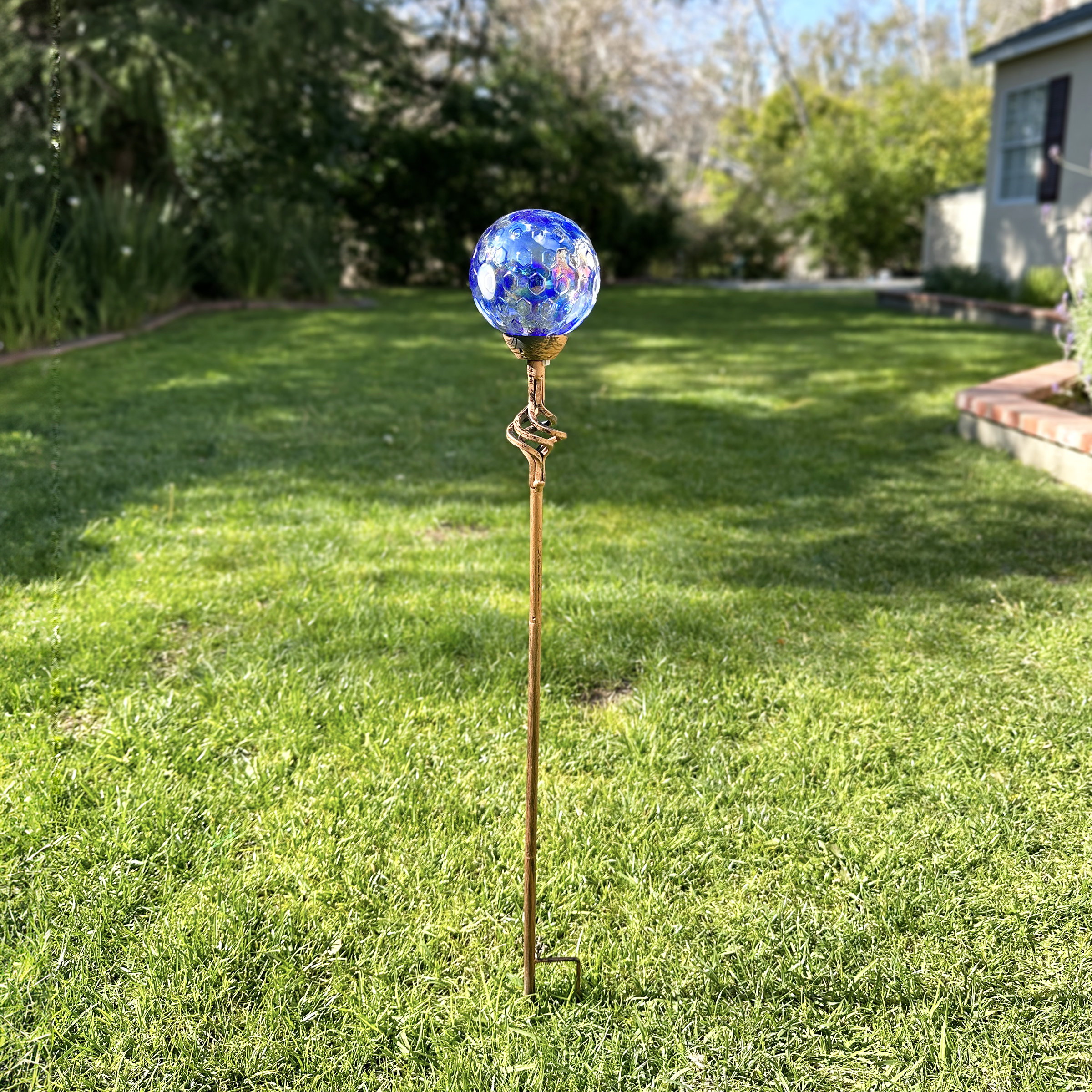 Exhart Solar Pearlized Honeycomb Garden Stake with Finial, 4 by 31 ...