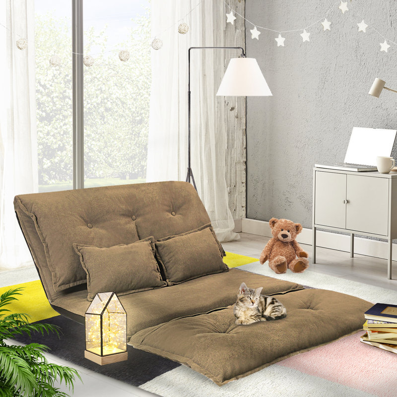 Hokku Designs Full 63'' Upholstered Cushion Convertible Back Futon ...