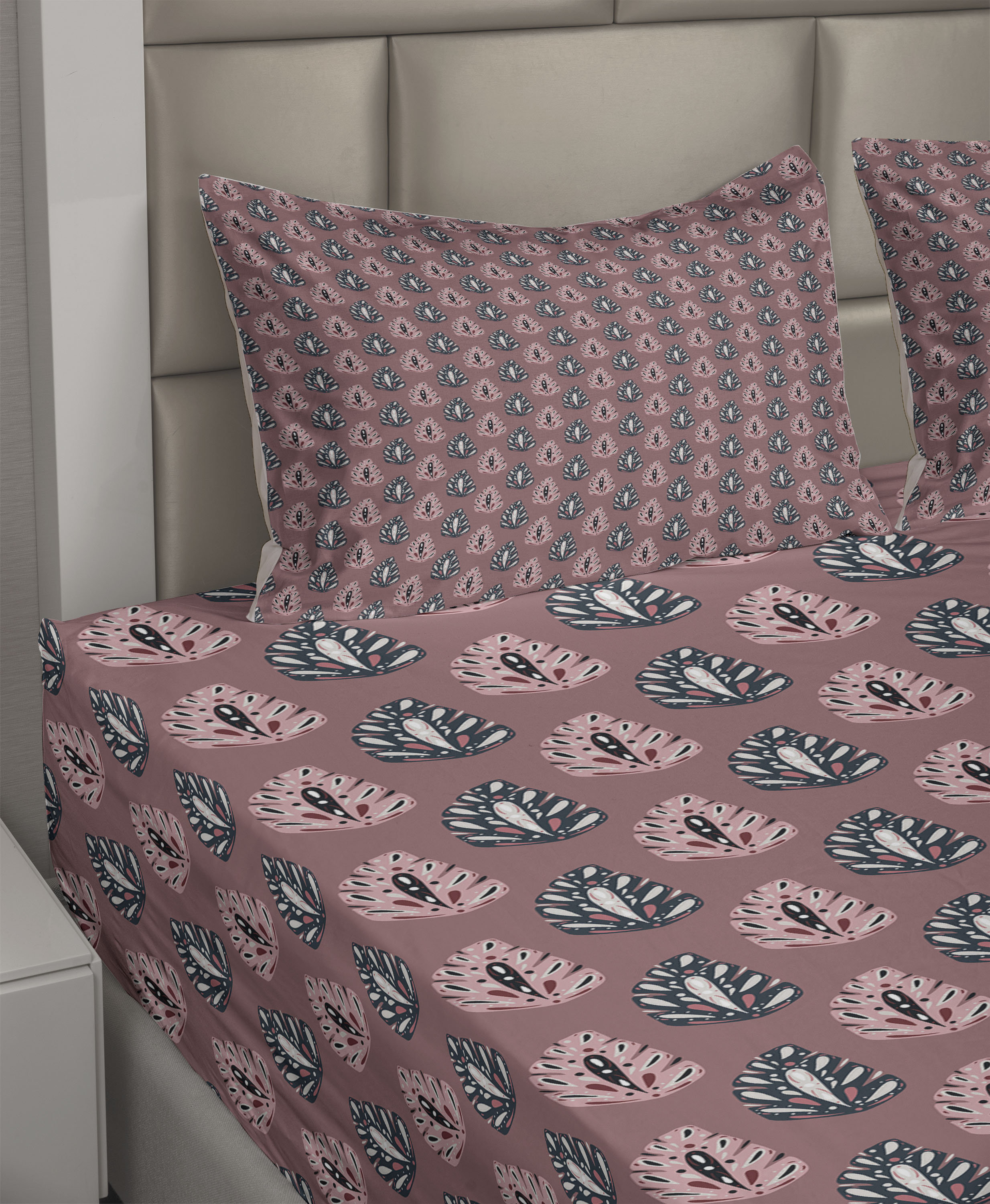 Ambesonne Tropical Sheet Set Retro Jungle Monsteras Art Mauve Taupe and ...