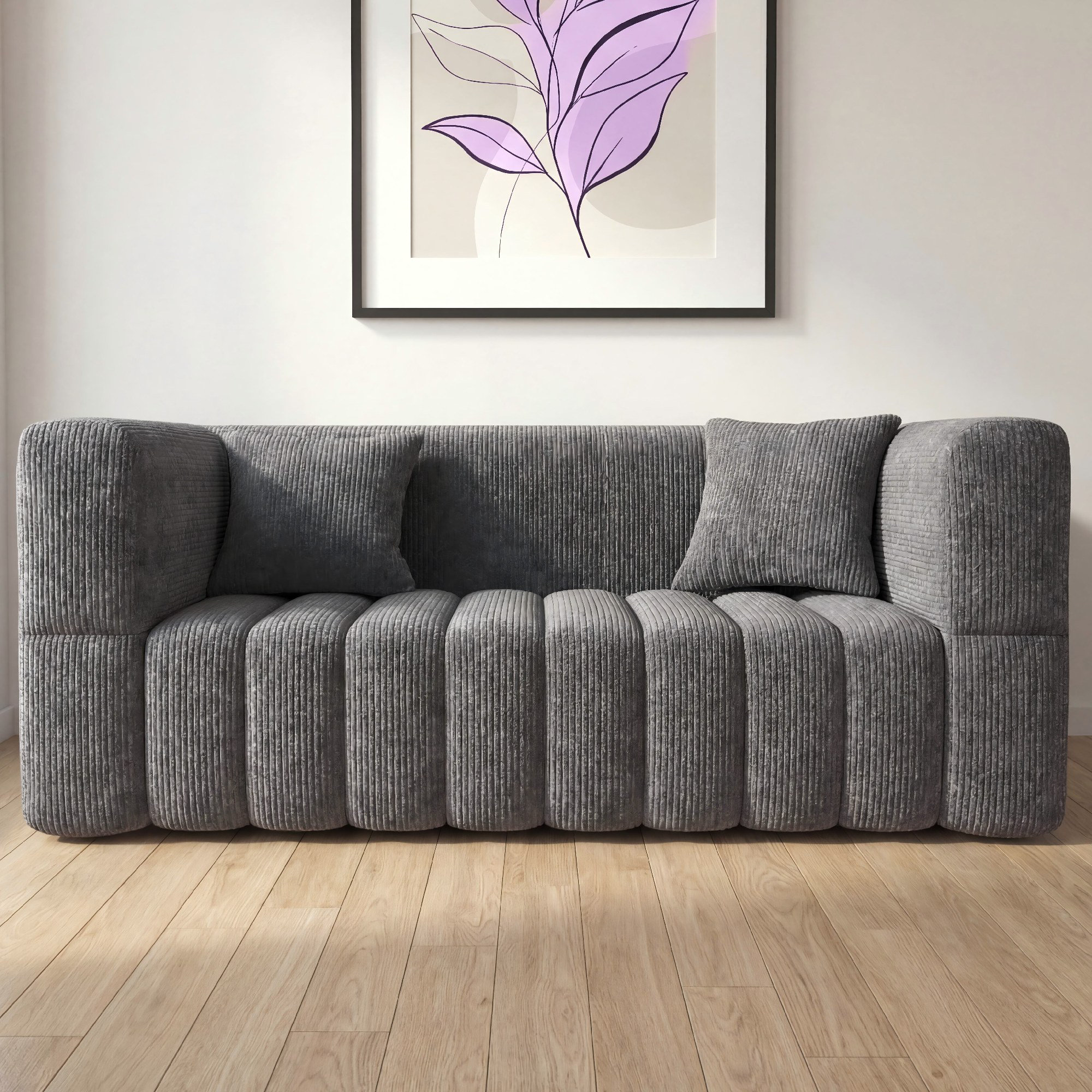 Latitude Run High-Resilience Foam Corduroy 2-Seater Art Sofa with ...
