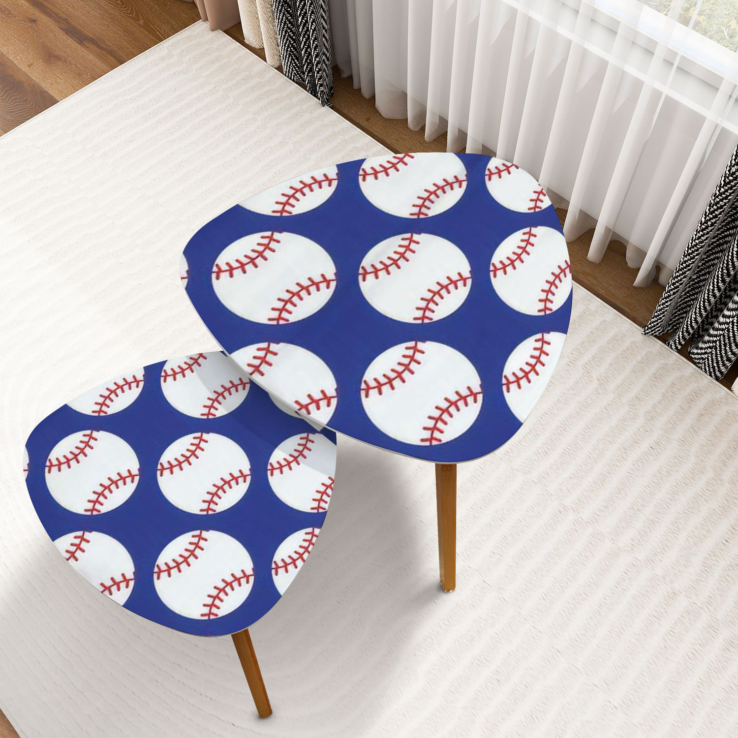 George Oliver Triangle Nesting Coffee Table Set of 2 Seamless Baseball ...