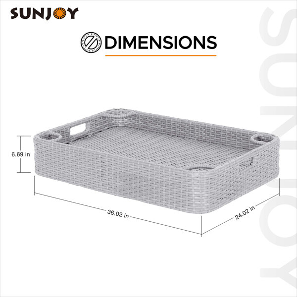 SUNJOY Floating Pool Cover with Hand Carry Bag and Wicker Floating Pool ...
