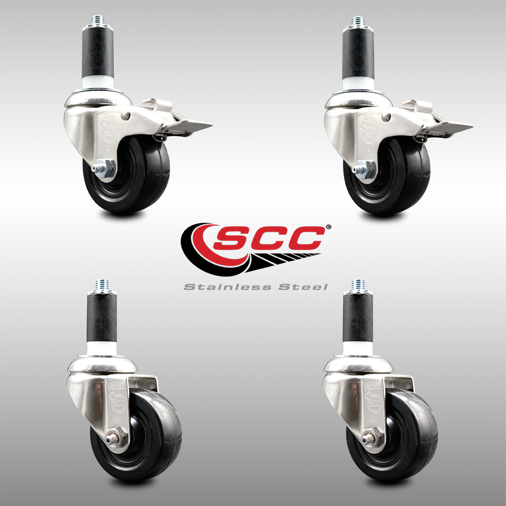 Service Caster Soft Rubber Swivel Stem Caster Set with 2 Lock Brake ... Service Caster Soft Rubber Swivel Stem Caster Set with 2 Lock Brake ...