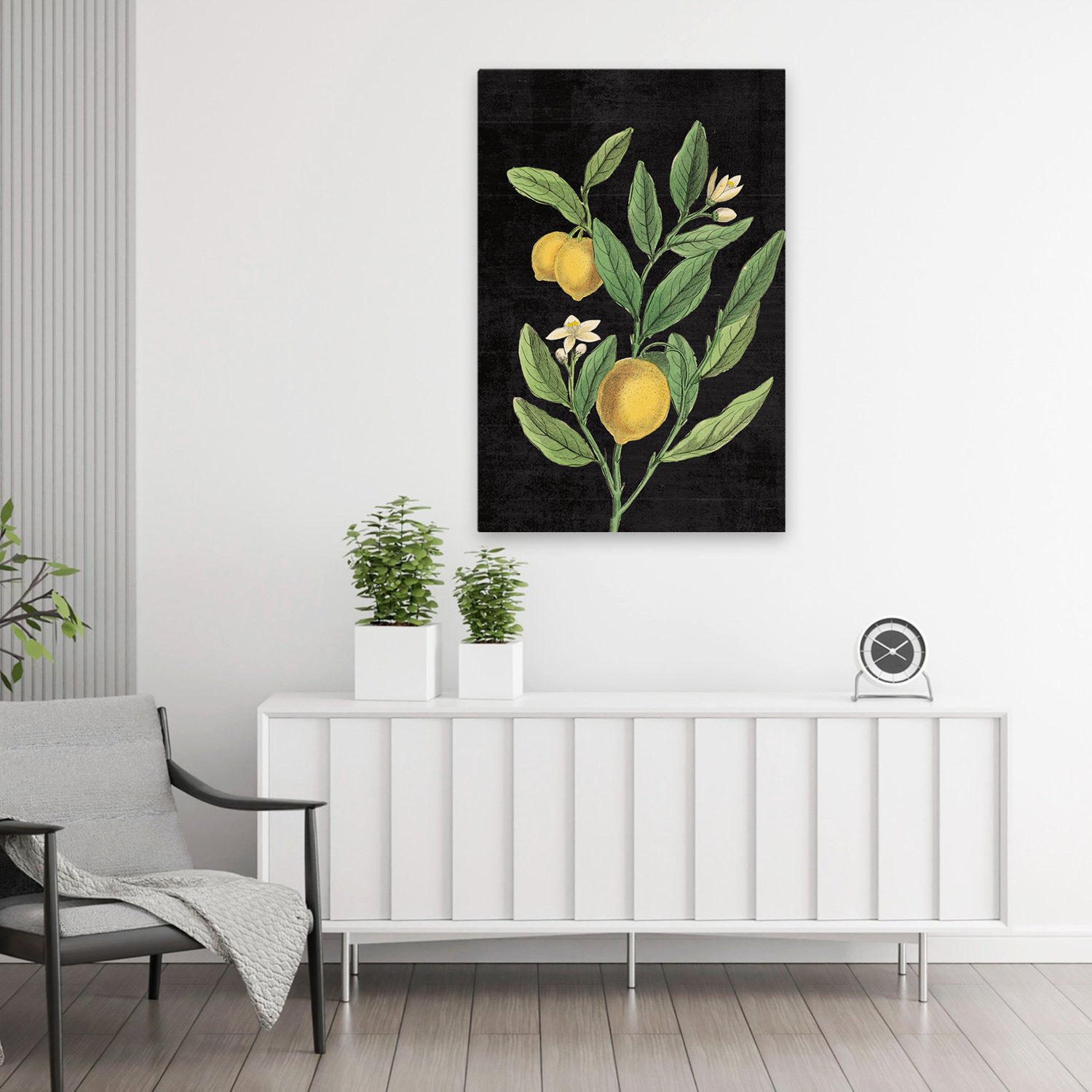 August Grove Classic Citrus V Black No Words Contemporary Black Floral ...