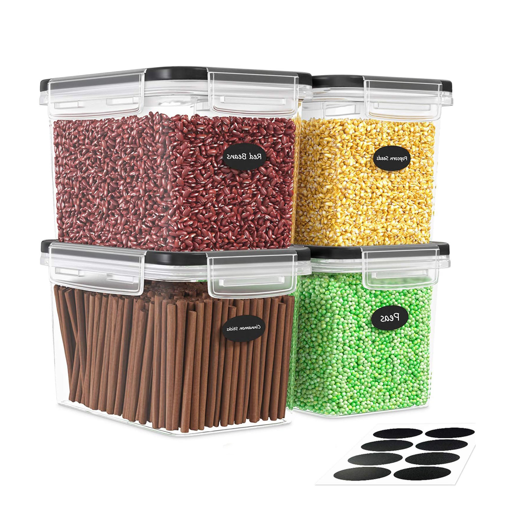 Prep & Savour 4 Pieces 3.6L , Plastic BPA Free Kitchen Pantry Storage ...