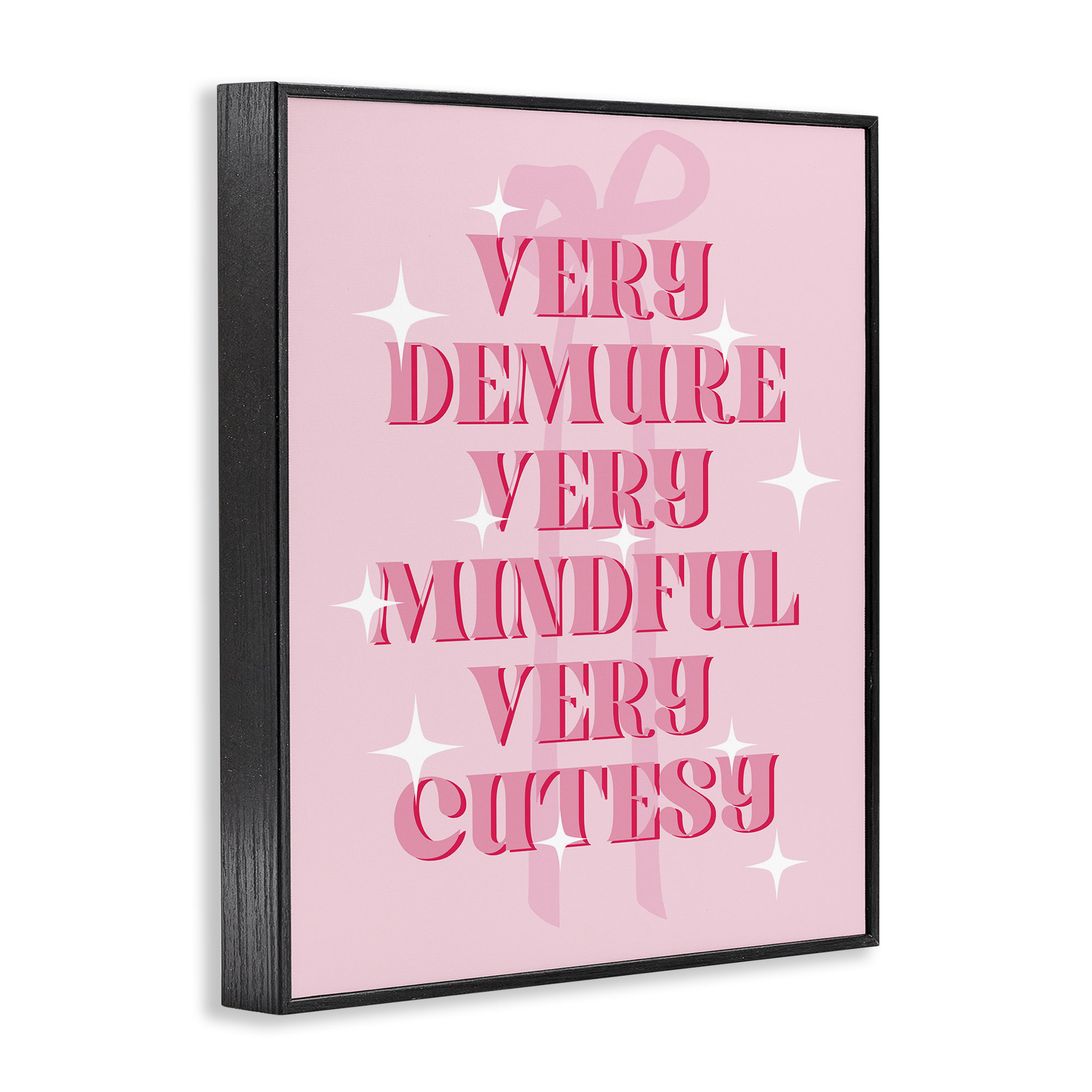 Ebern Designs Pink Demure Mindful & Cutesy Framed Giclee, design by Lil ...