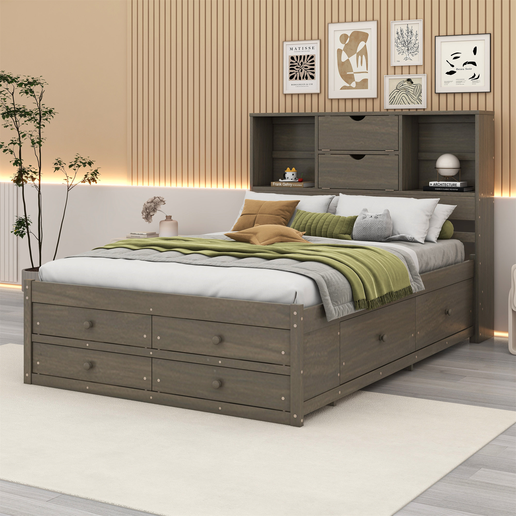 Red Barrel Studio® Platform Bed With Storage Headboard And Drawers ...