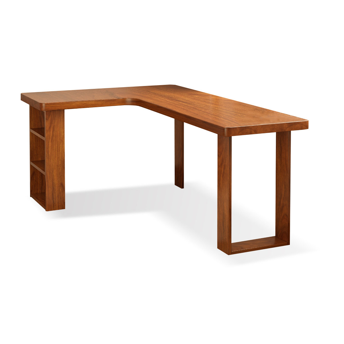 Cozynest Walnut L-Shaped Solid Wood desks | Wayfair