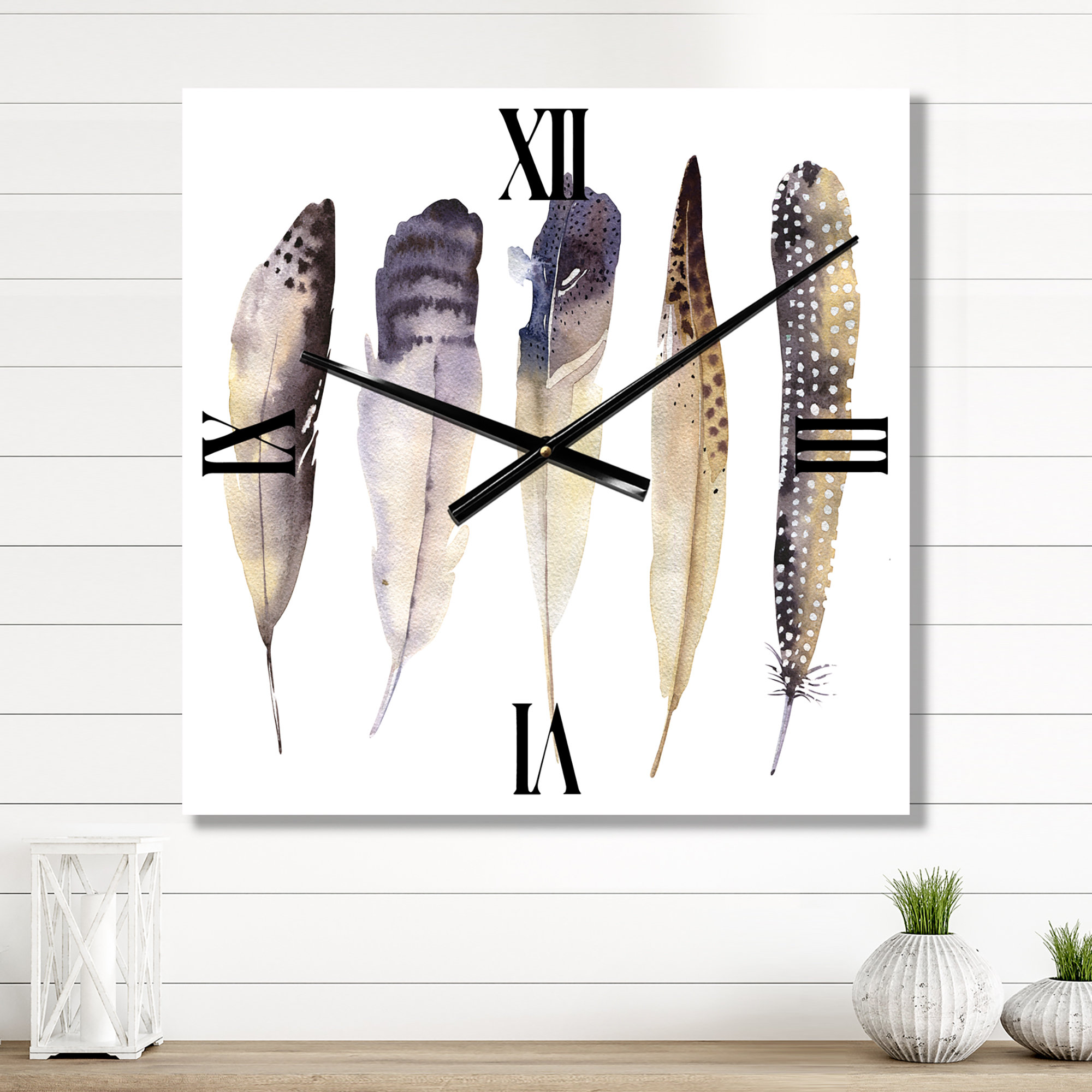 East Urban Home Boho Ethnic Dark Gray Feathers II - Bohemian & Eclectic ...