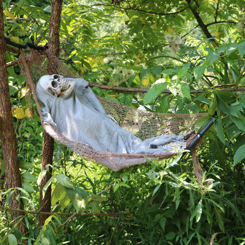 Haunted Hill Farm Skeleton In Hammock Poseable Sleepless Figurine | Wayfair