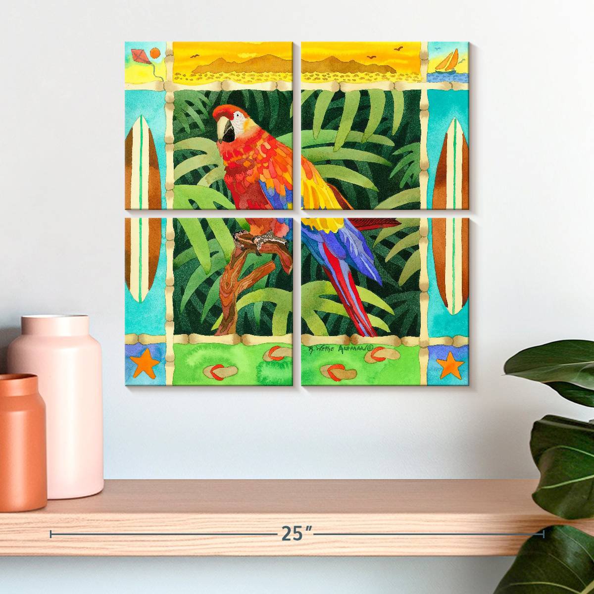 Ebern Designs Brampt Surf Parrot | Wayfair
