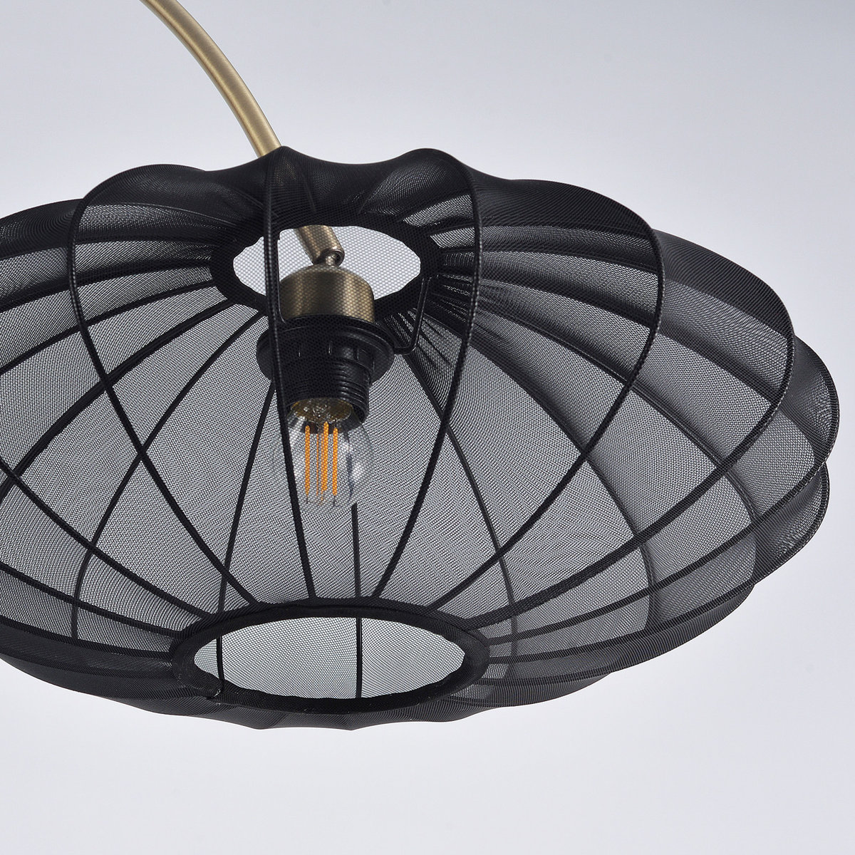 Mercer41 77'' Large Overhanging Floor Lamp With Black Mesh Fabric Shade ...