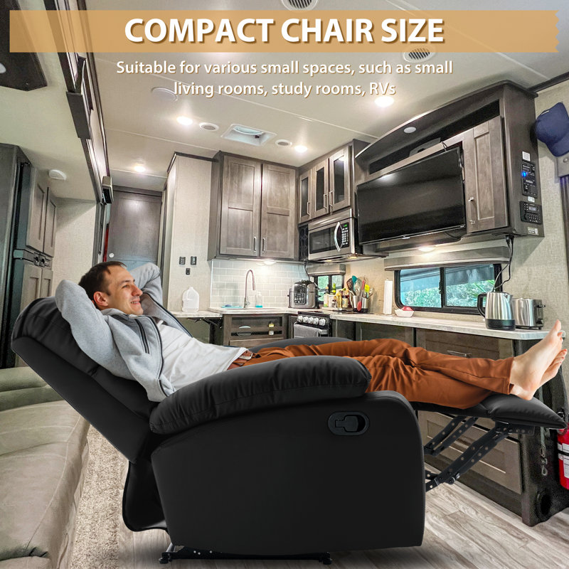 Ebern Designs Basic Recliner Chair Anti-scratch Leather with Footrest ...