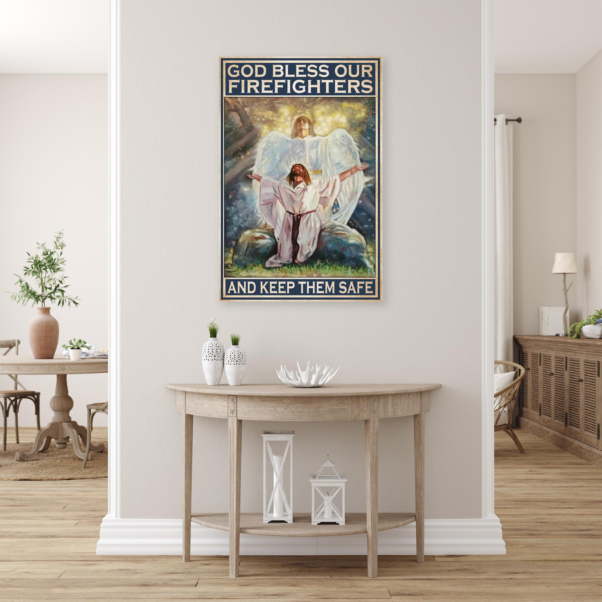 Trinx God Bless Our Firefighters - 1 Piece Rectangle Graphic Art Print ...