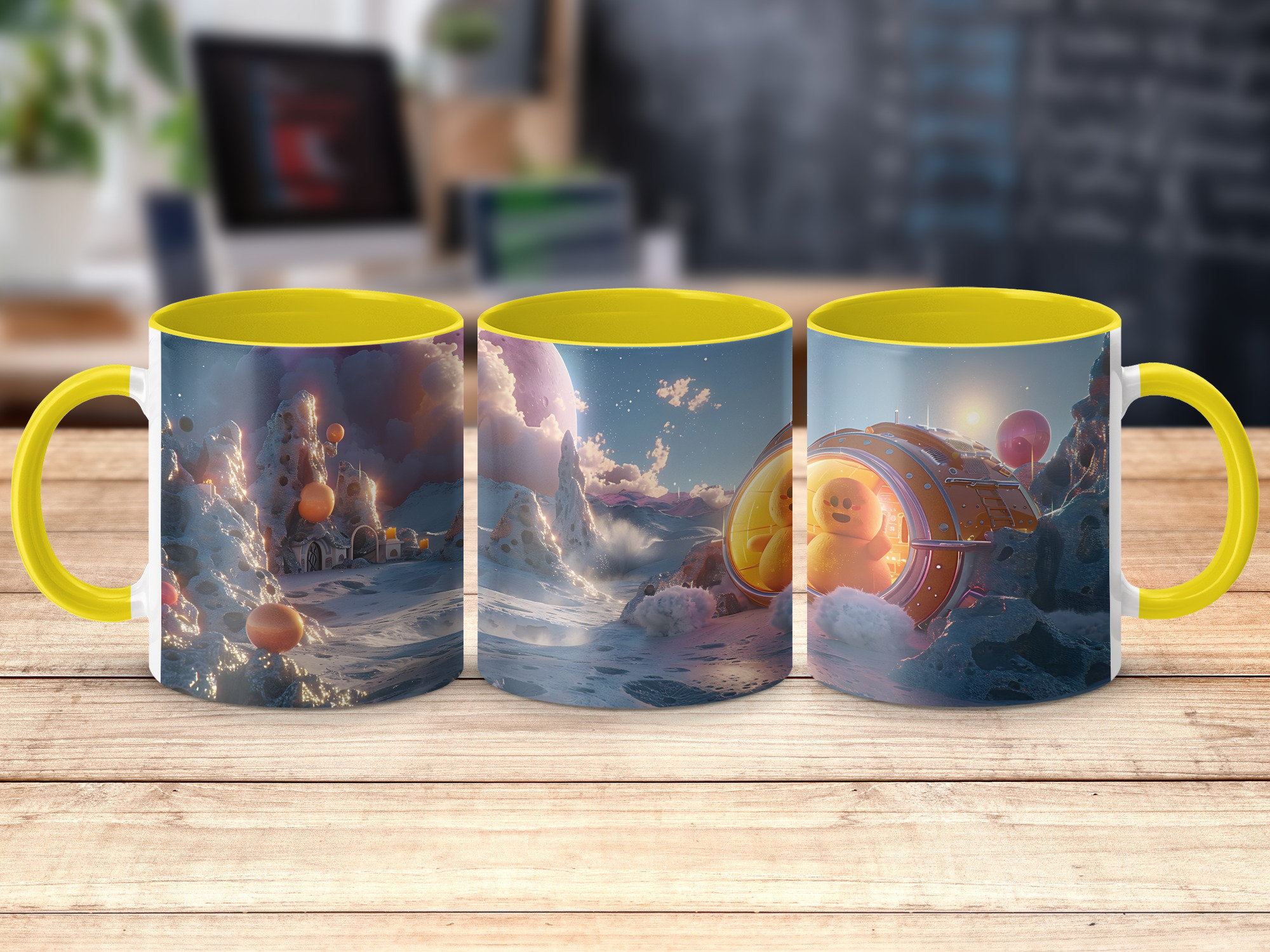 East Urban Home Colourful 3D Design 11oz Accent Mugs – White Ceramic ...