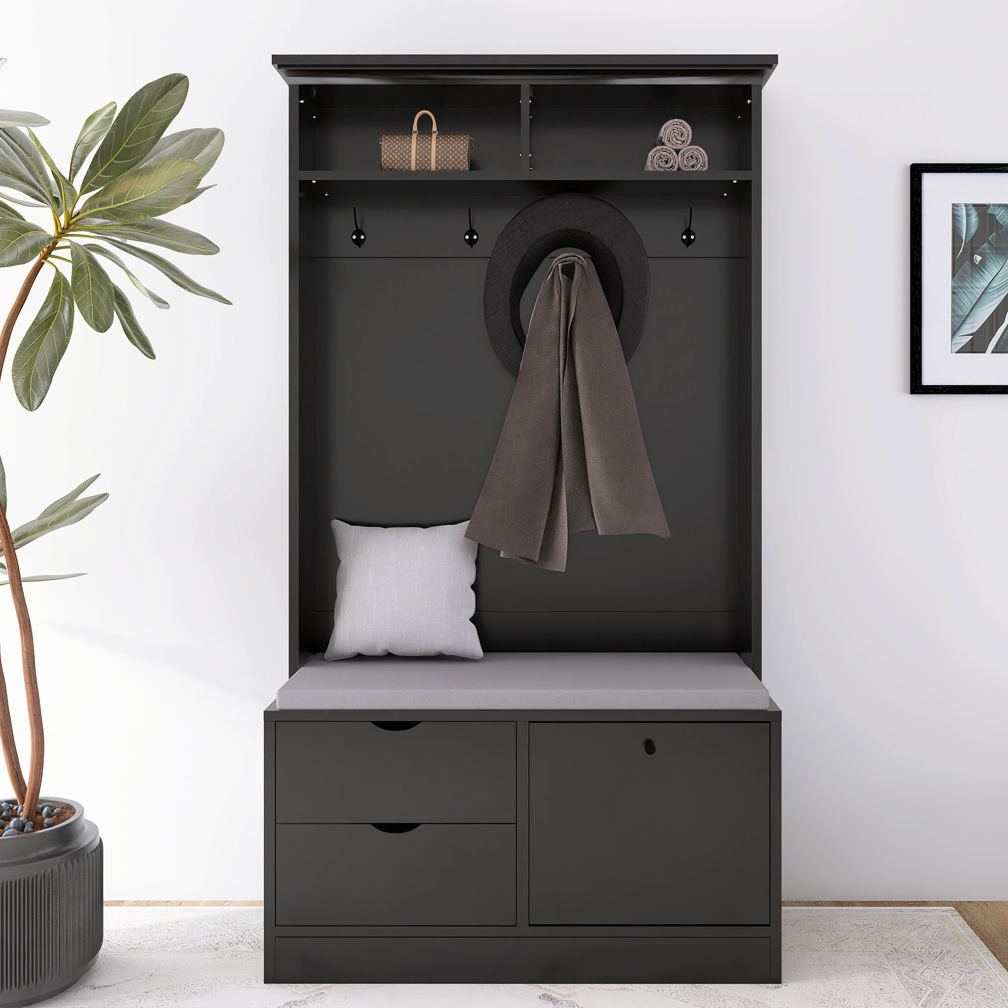 Lark Manor 40.6 In Wide Hall Tree with Shoe Storage Bench - Wayfair Canada