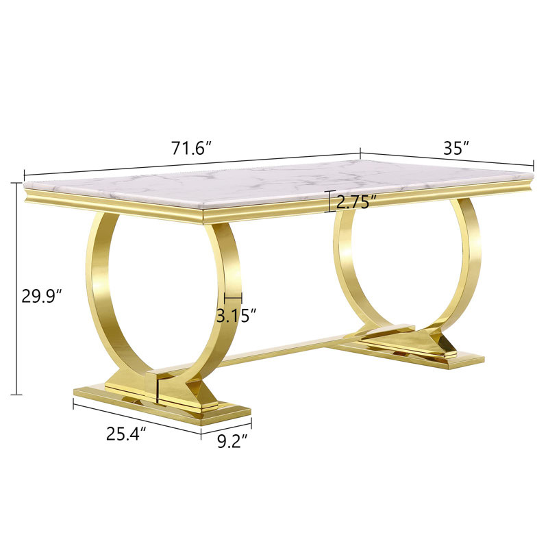 Rosdorf Park Irmina White and Gold Dining Table & Reviews | Wayfair