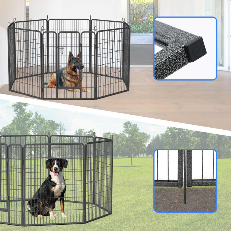 specool 40'' H 16 Panel Metal Exercise Pen With Pet Door | Wayfair