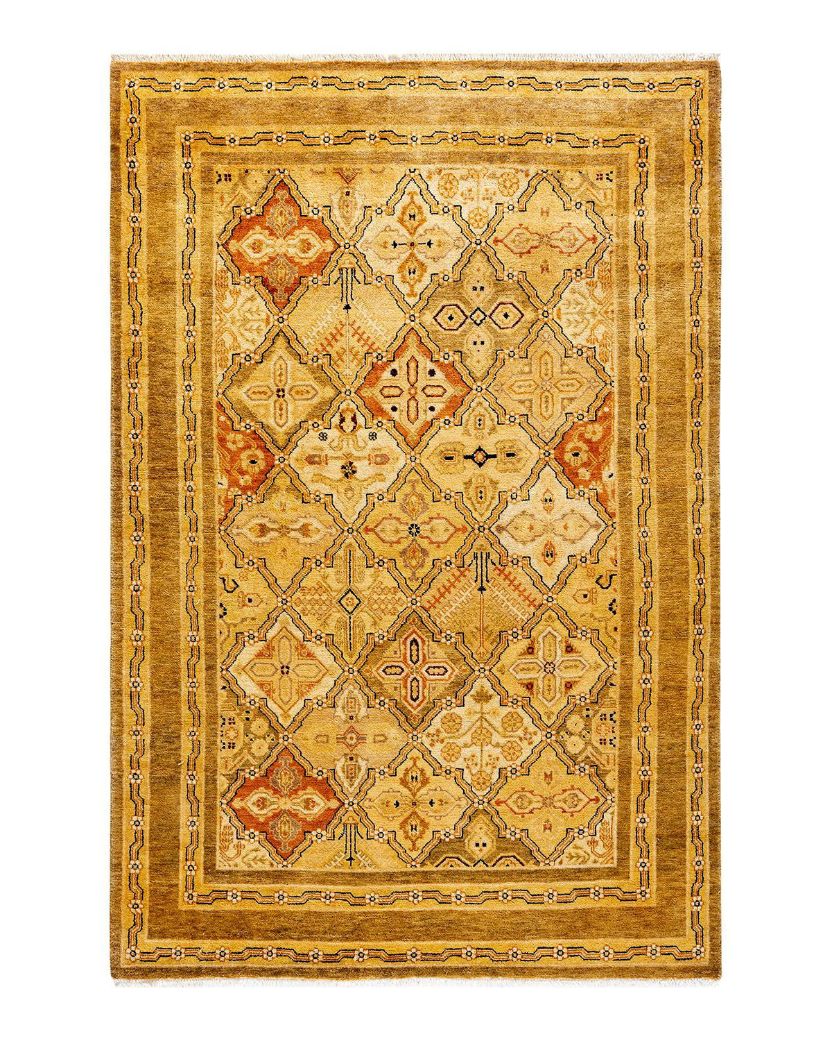 Solo Rugs Ottoman, One-of-a-Kind Hand-Knotted Area Rug - Gold | Perigold