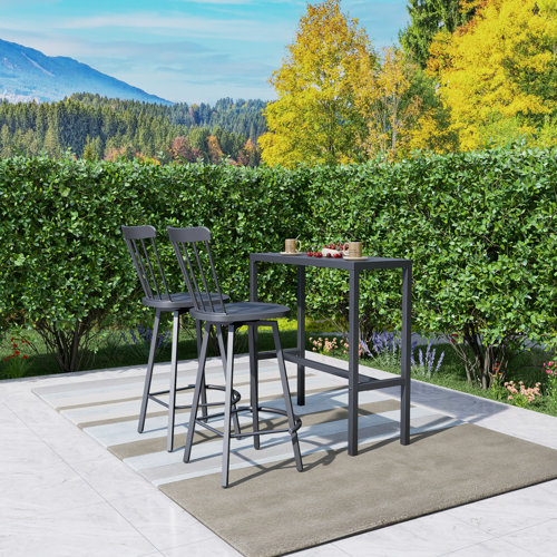 17 Stories Shardul Metal Outdoor Bar Table | Wayfair