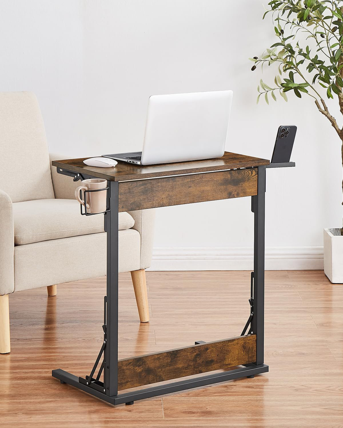 17 Stories 24" Upgraded Folding TV Tray Table, Foldable C Shaped End ...