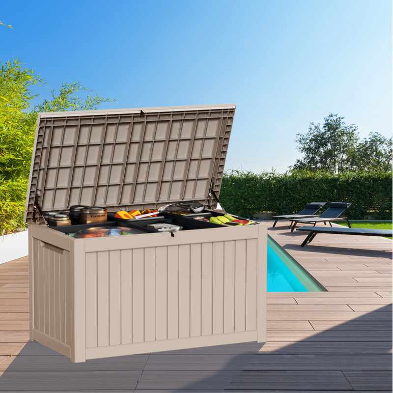 EVAJOY 260 Gallon Deck Box, Waterproof Resin Large Outdoor Storgae Box ...