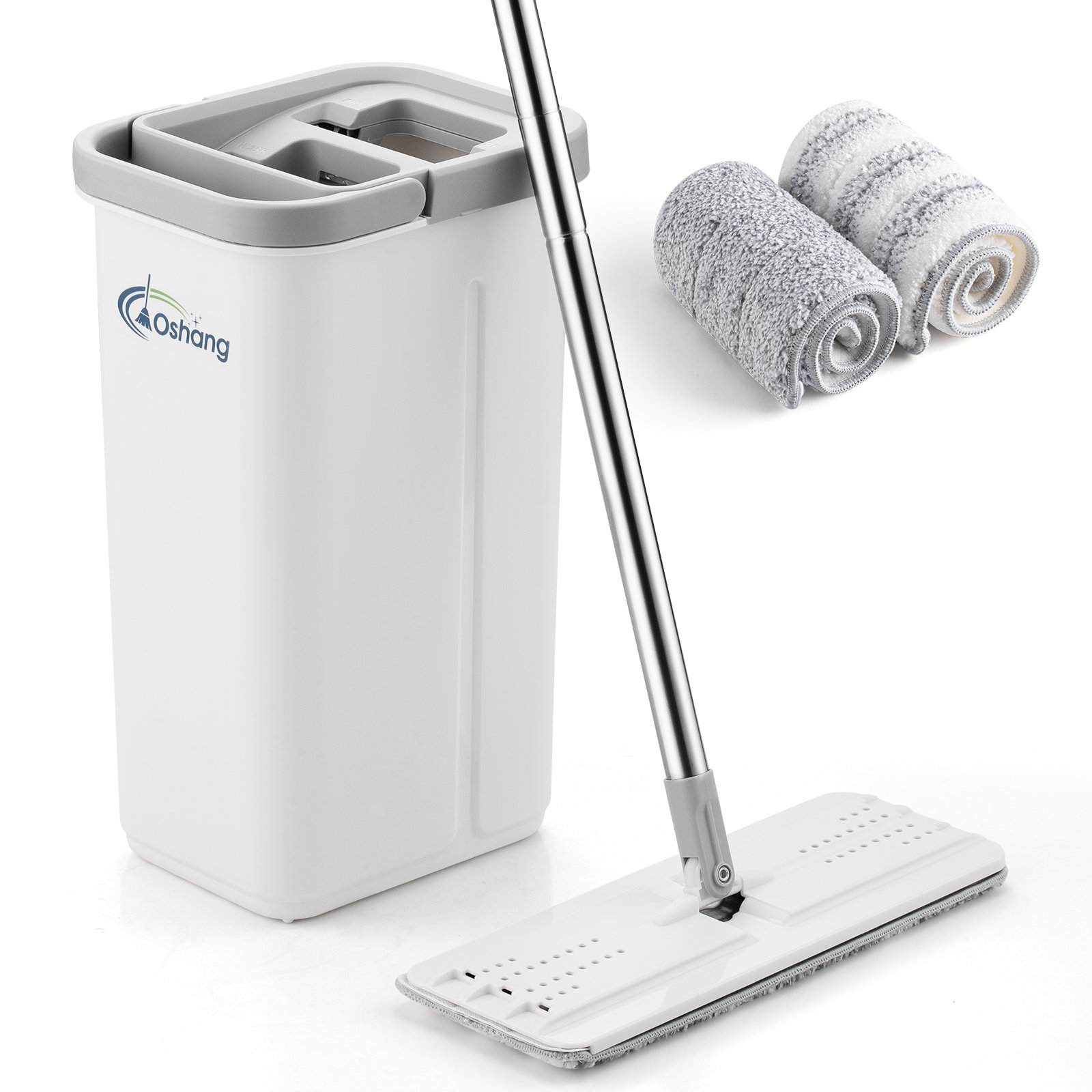 Oshang Flat Mop and Bucket OG3 - Hand-Free Floor Cleaning Mop - 2 ...