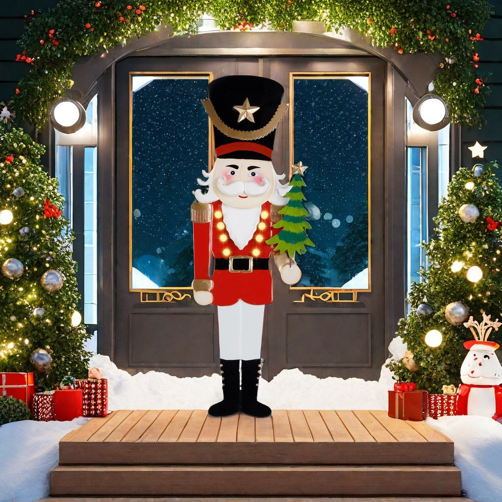 ELLAAURORA LED Lights Nutcracker Yard Stake Christmas Outdoor ...